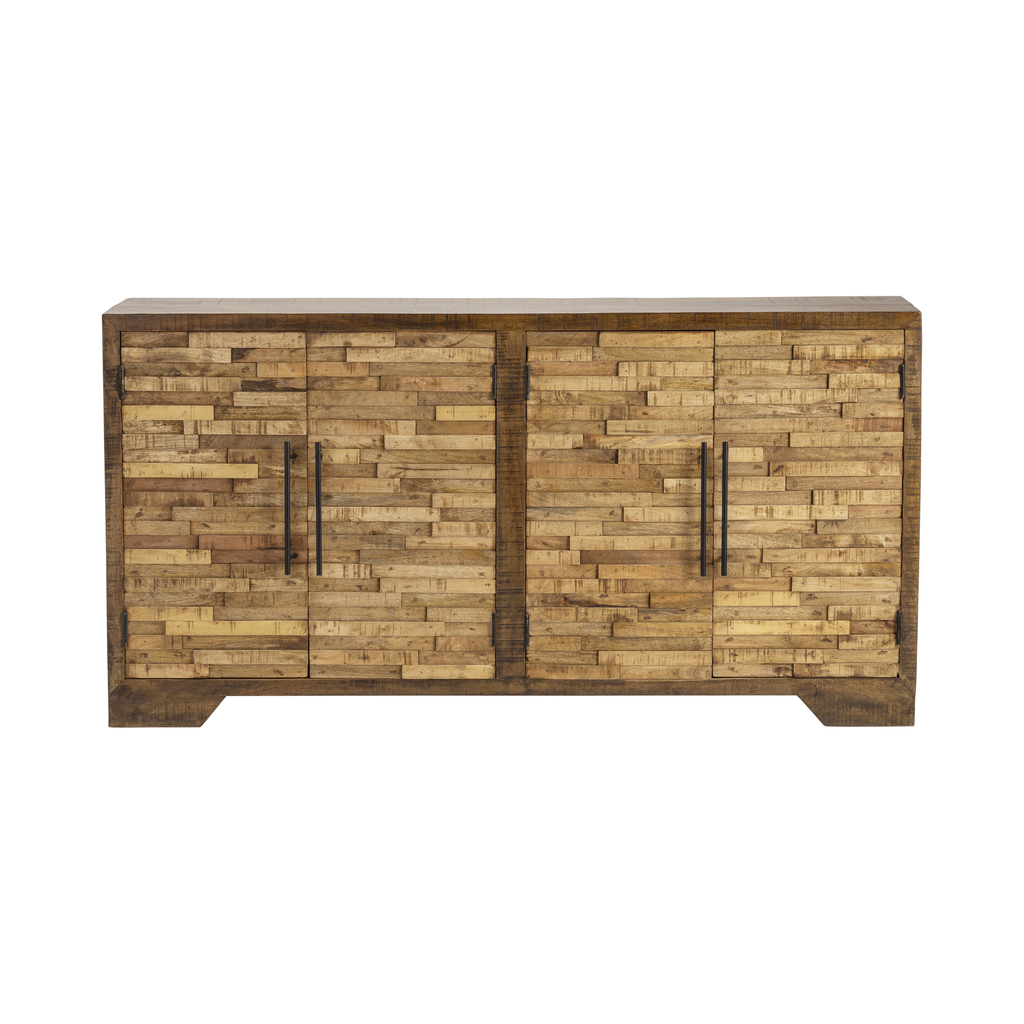 72 Inch Solid Wood 4-Door Media Credenza/Sideboard In Brown by ...