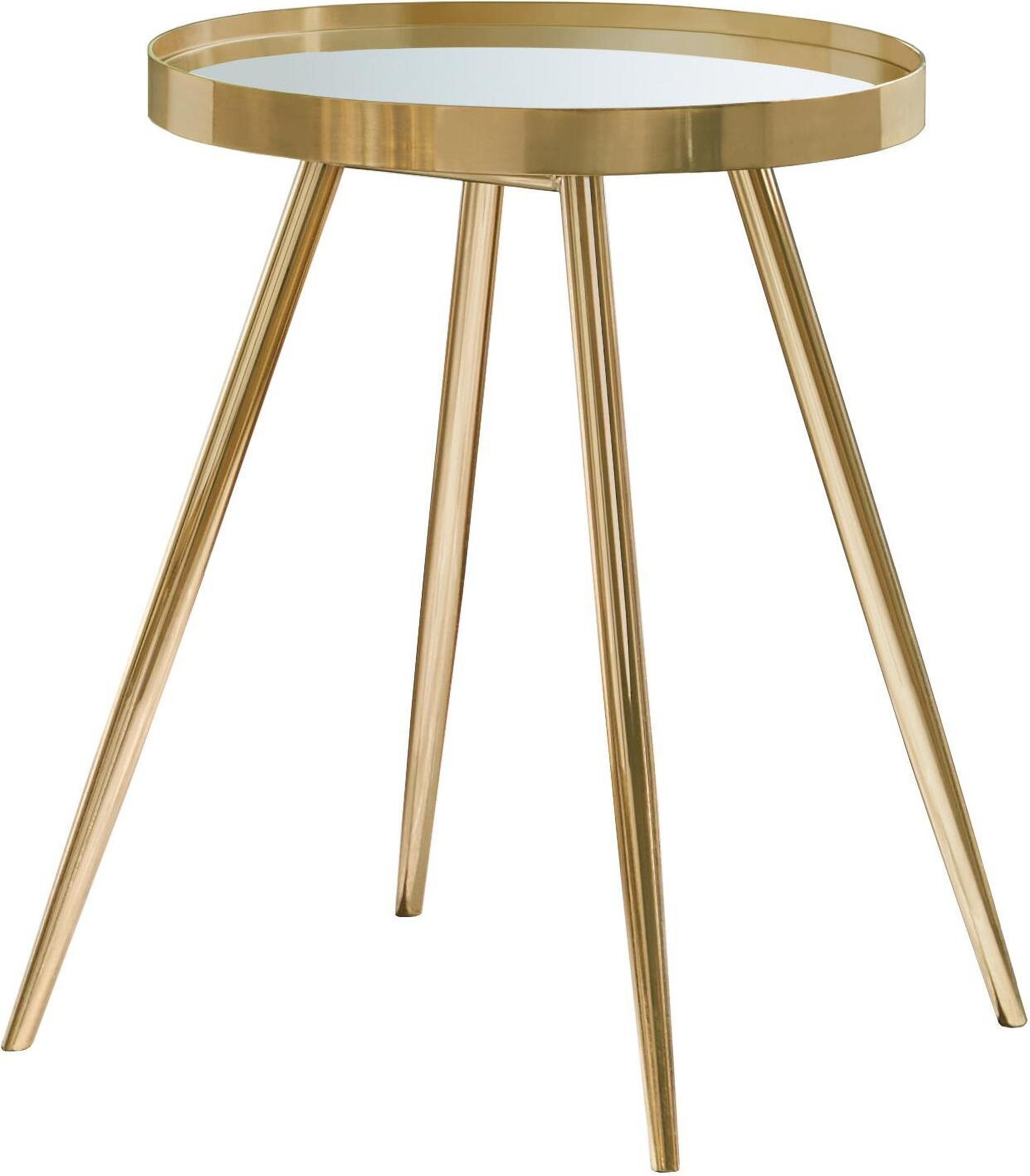 Kaelyn Round Mirror Top End Table Gold by Coaster | 1StopBedrooms