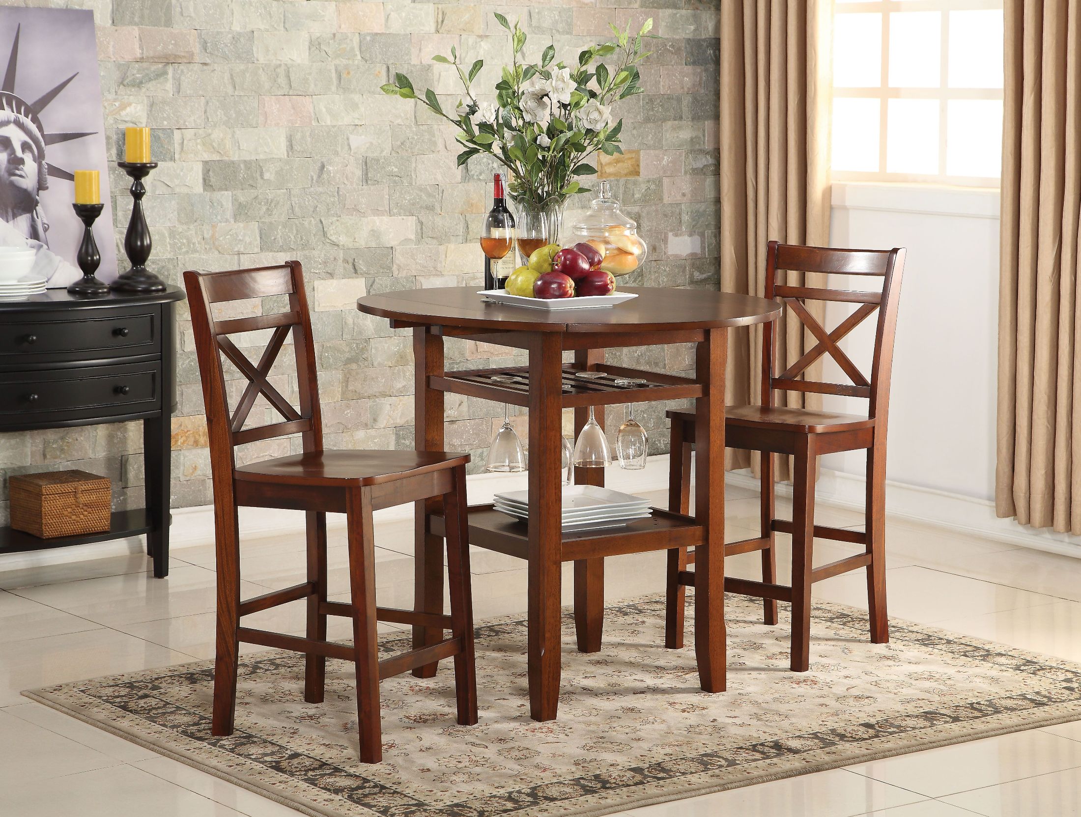 Tartys Cherry Round Counter Height Dining Room Set by ACME | 1StopBedrooms