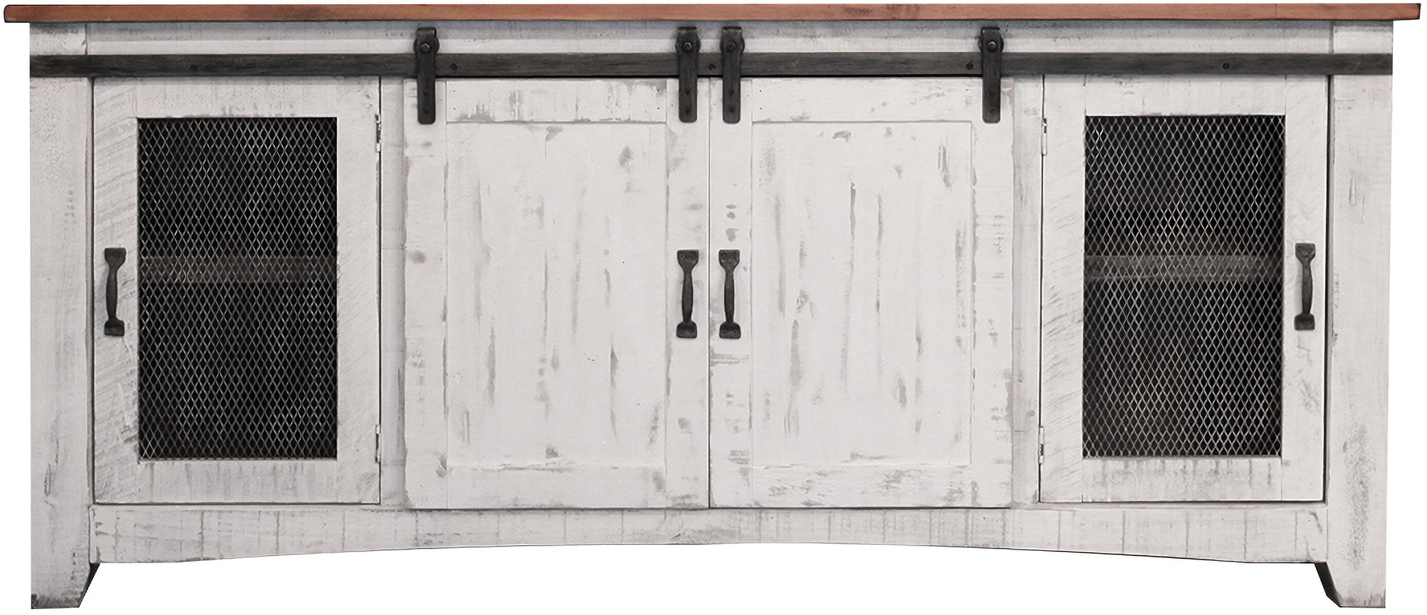 79 Inch Solid Wood Cabinet Enclosed Storage Distressed TV Stand In ...
