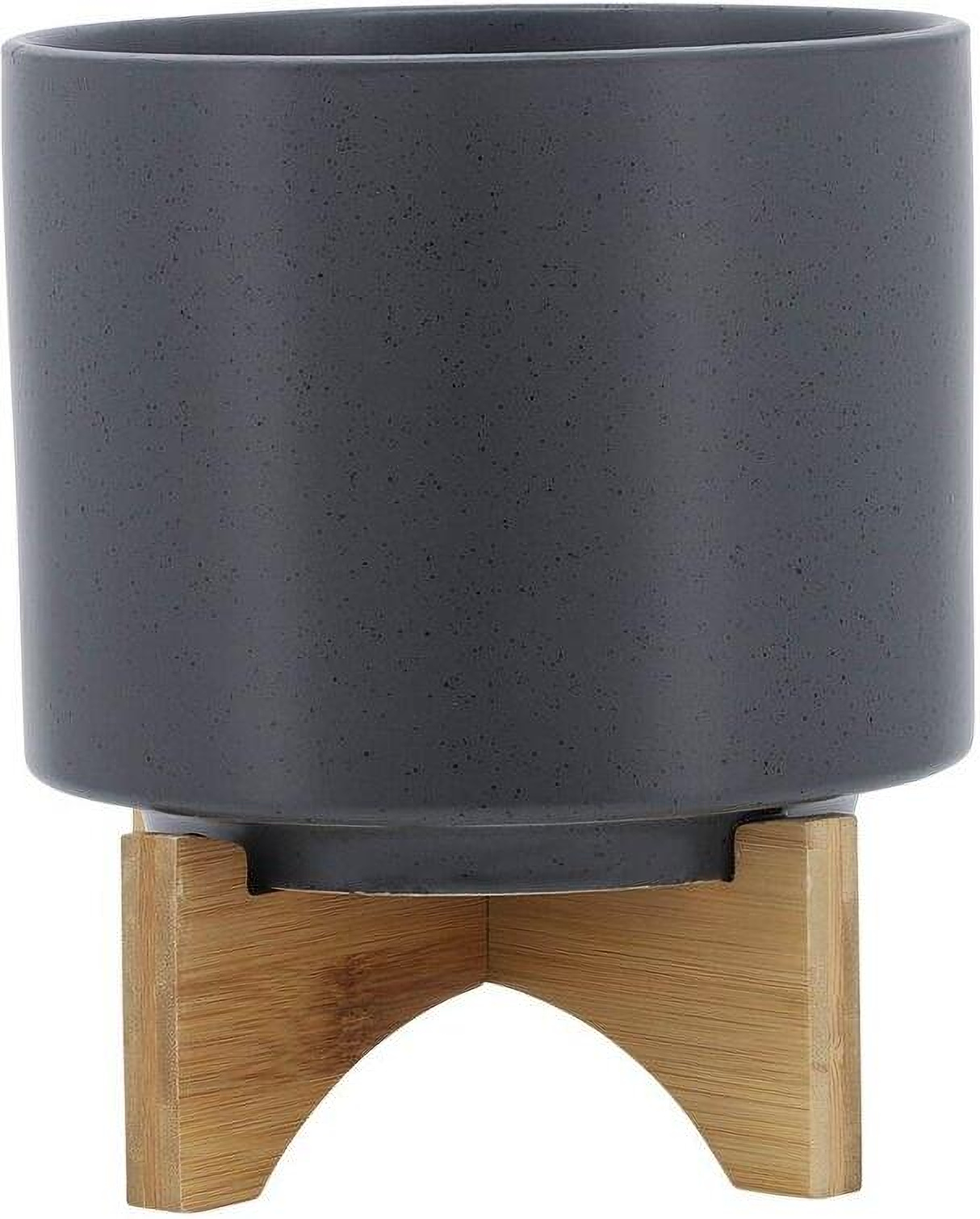 8 Inch Planter With Wood Stand In Matte Gray by Sagebrook Home ...