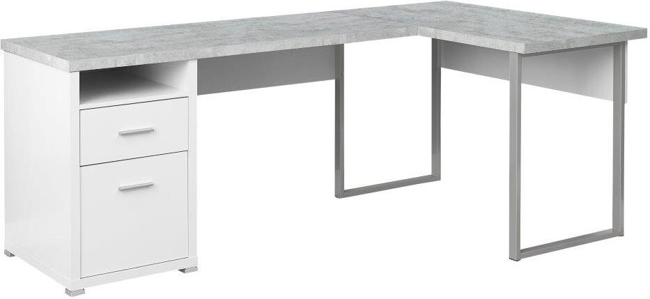 80 Inch Computer Desk In White Cement Look With Left Or Right Face by ...