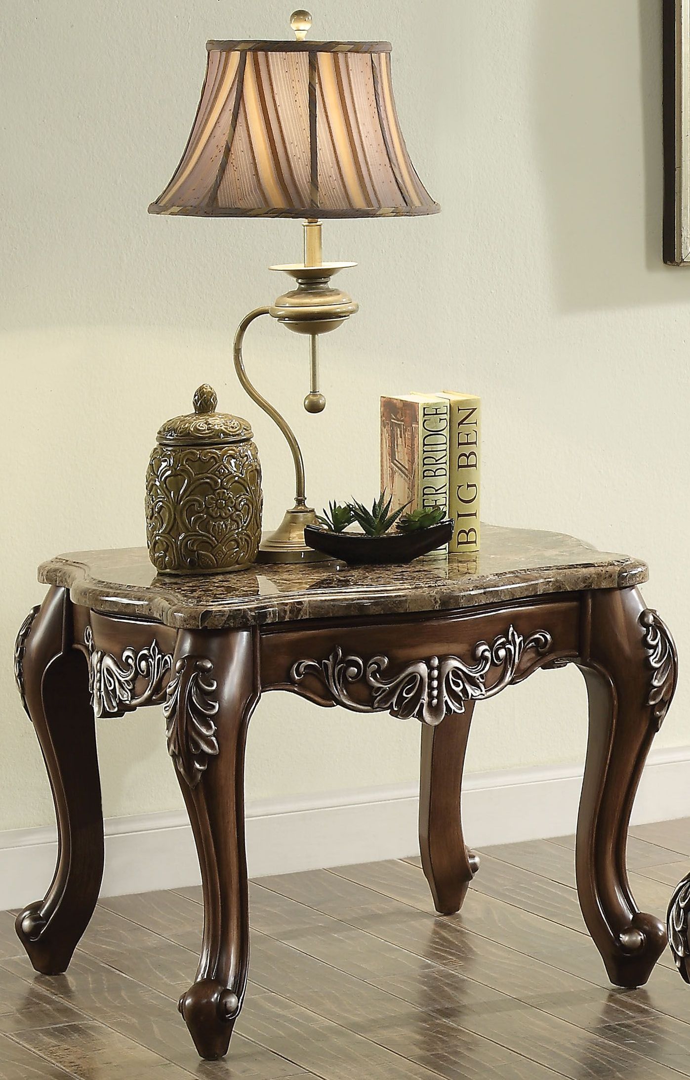 Latisha Marble and Antique Oak End Table by ACME | 1StopBedrooms