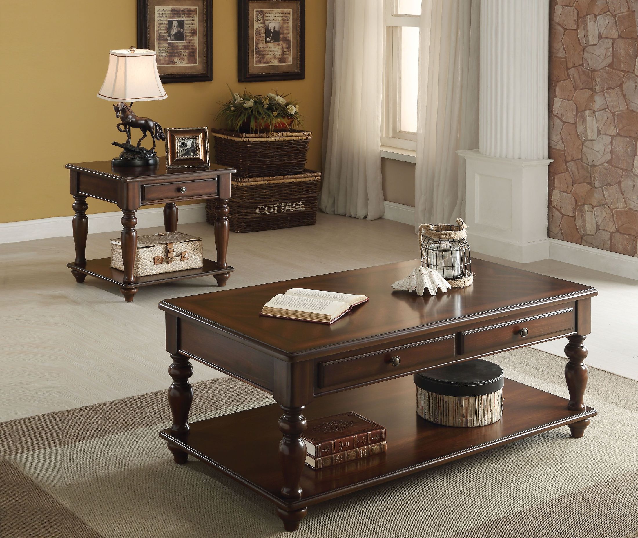 Farrel Walnut Lift Top Occasional Table Set by ACME | 1StopBedrooms