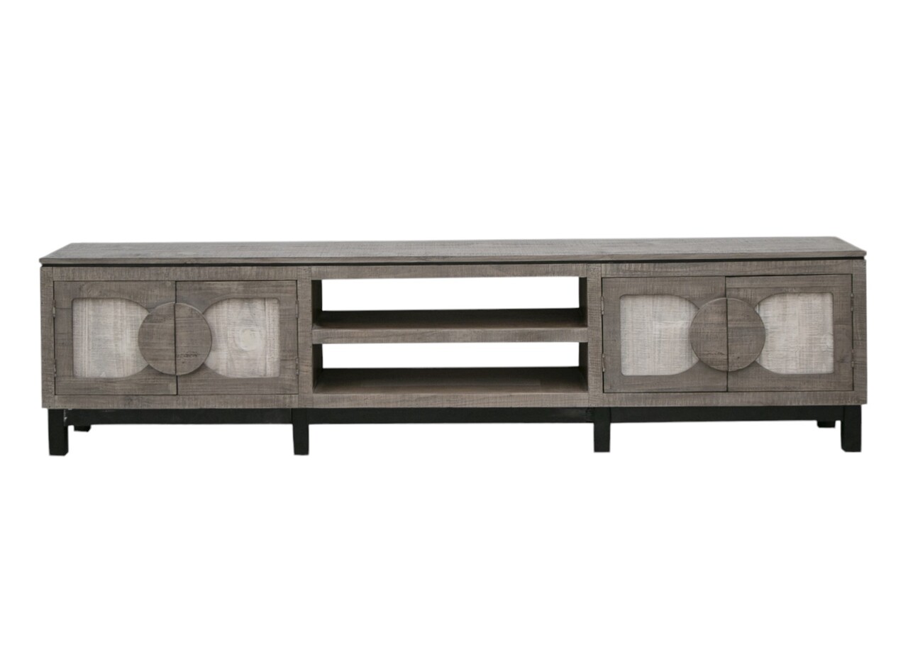 93 Inch Solid Wood Cabinet Enclosed Storage Distressed TV Stand In ...