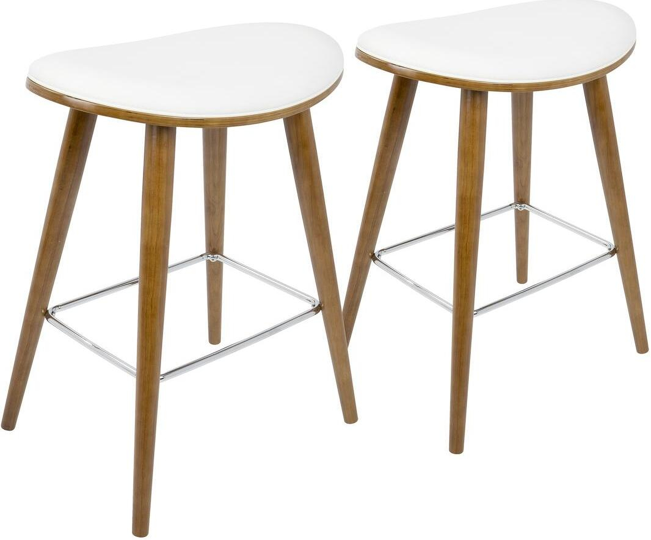Saddle Walnut And White Leather Counter Stool Set of 2 by Lumisource 1StopBedrooms