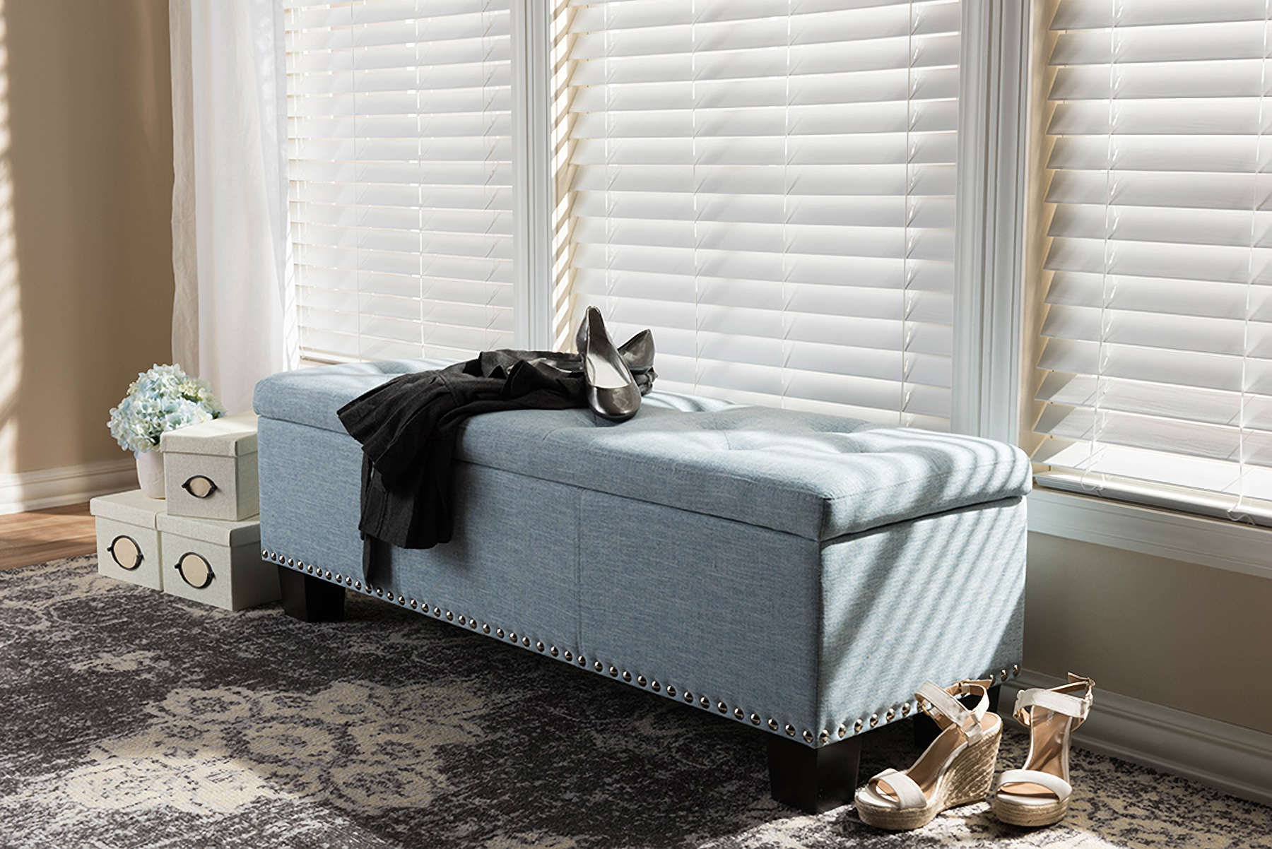 Hitchcock Cress Light Blue Bedroom Bench by Luxe Linea | 1StopBedrooms