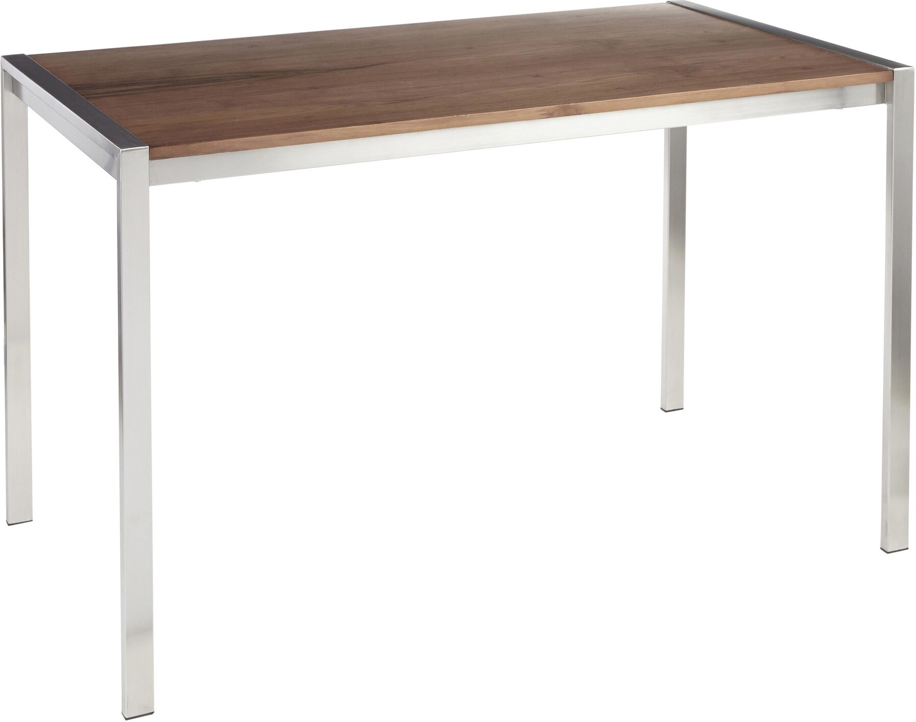 Fuji Modern Dining Table in Stainless Steel with Walnut Wood Top by ...
