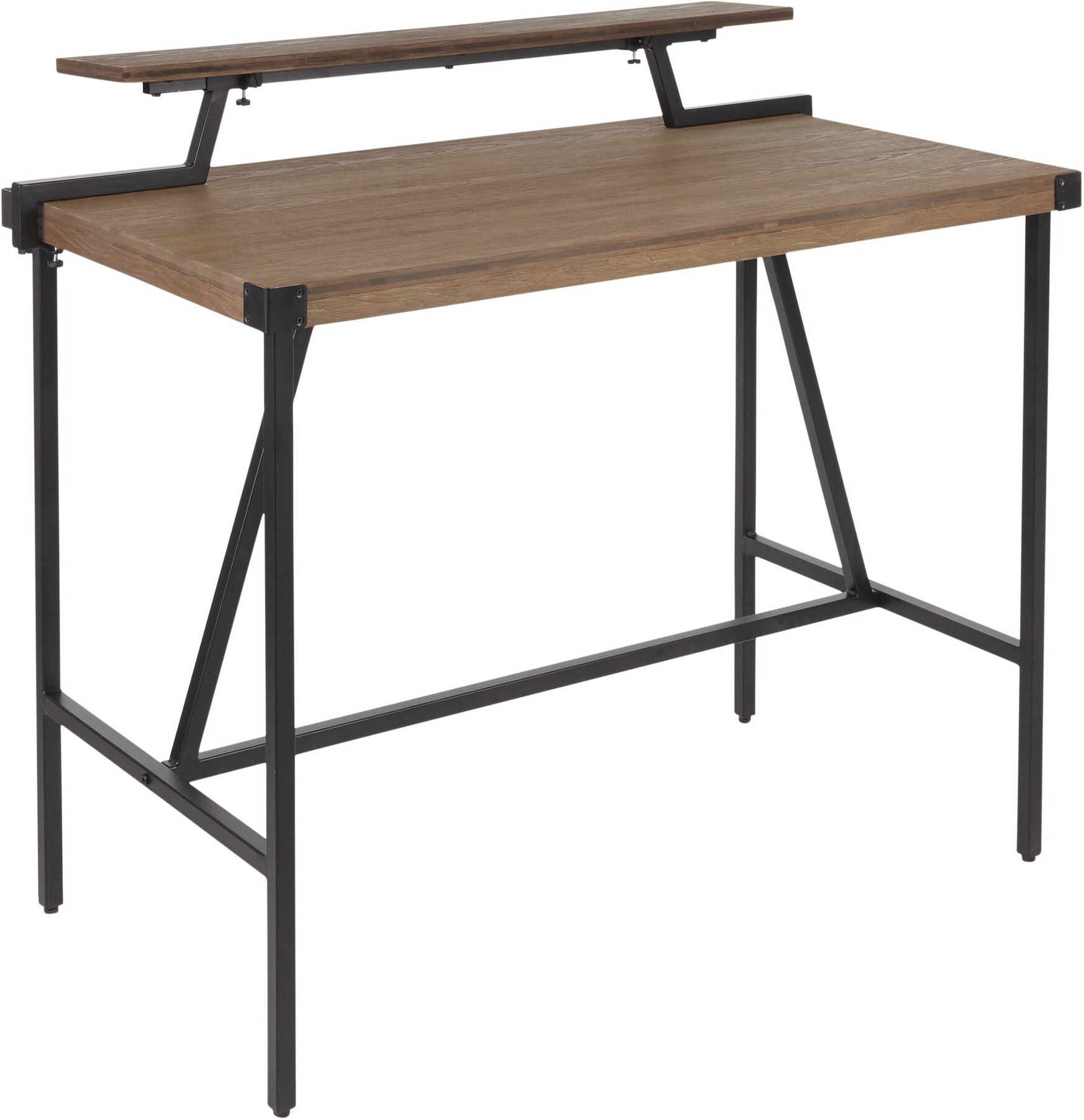 Gia Counter Table in Black Metal and Brown Wood-Pressed Grain Bamboo by ...