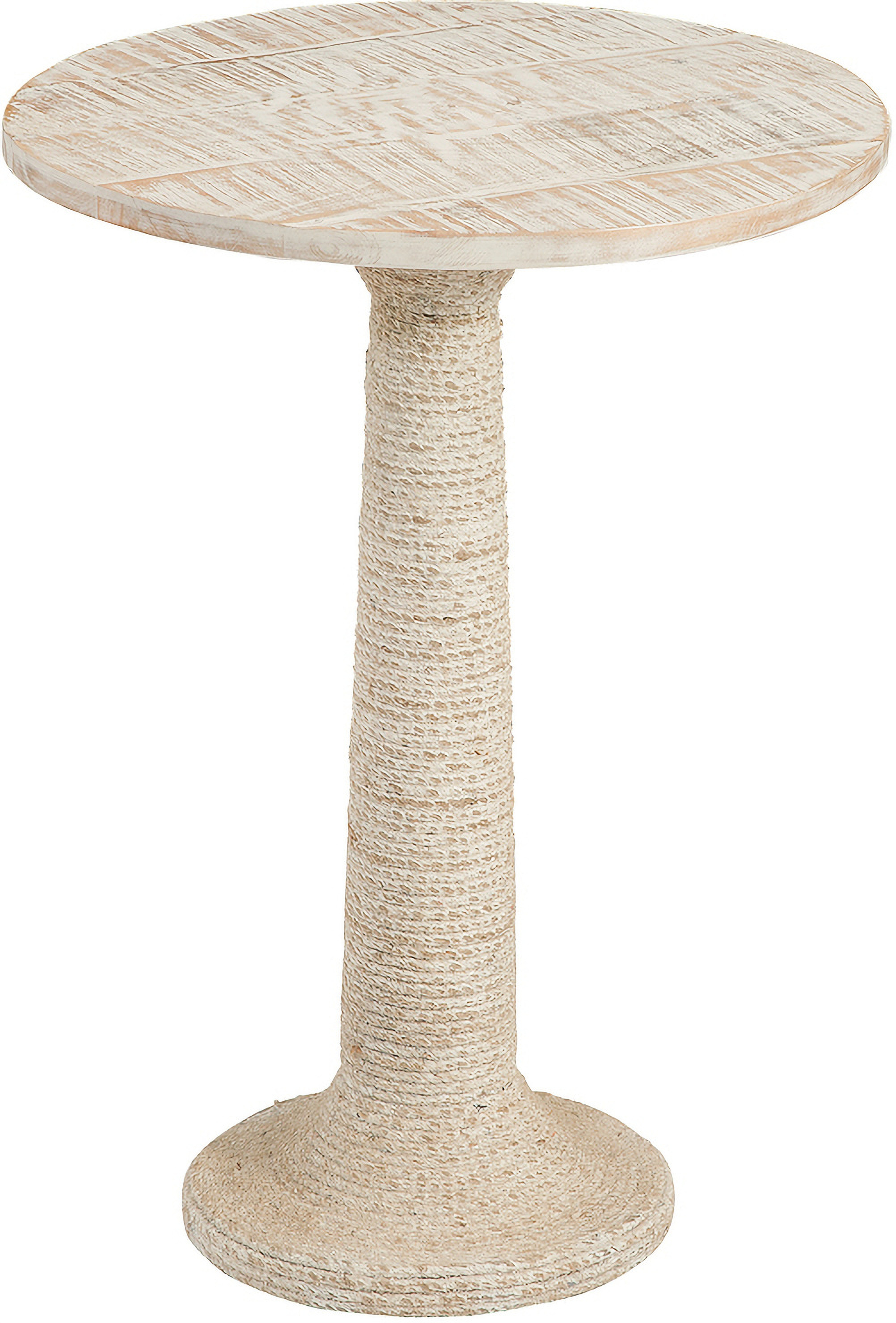 Abbott 18 Inch Round End Table With Rope Wrapped Base In Whitewash by ...
