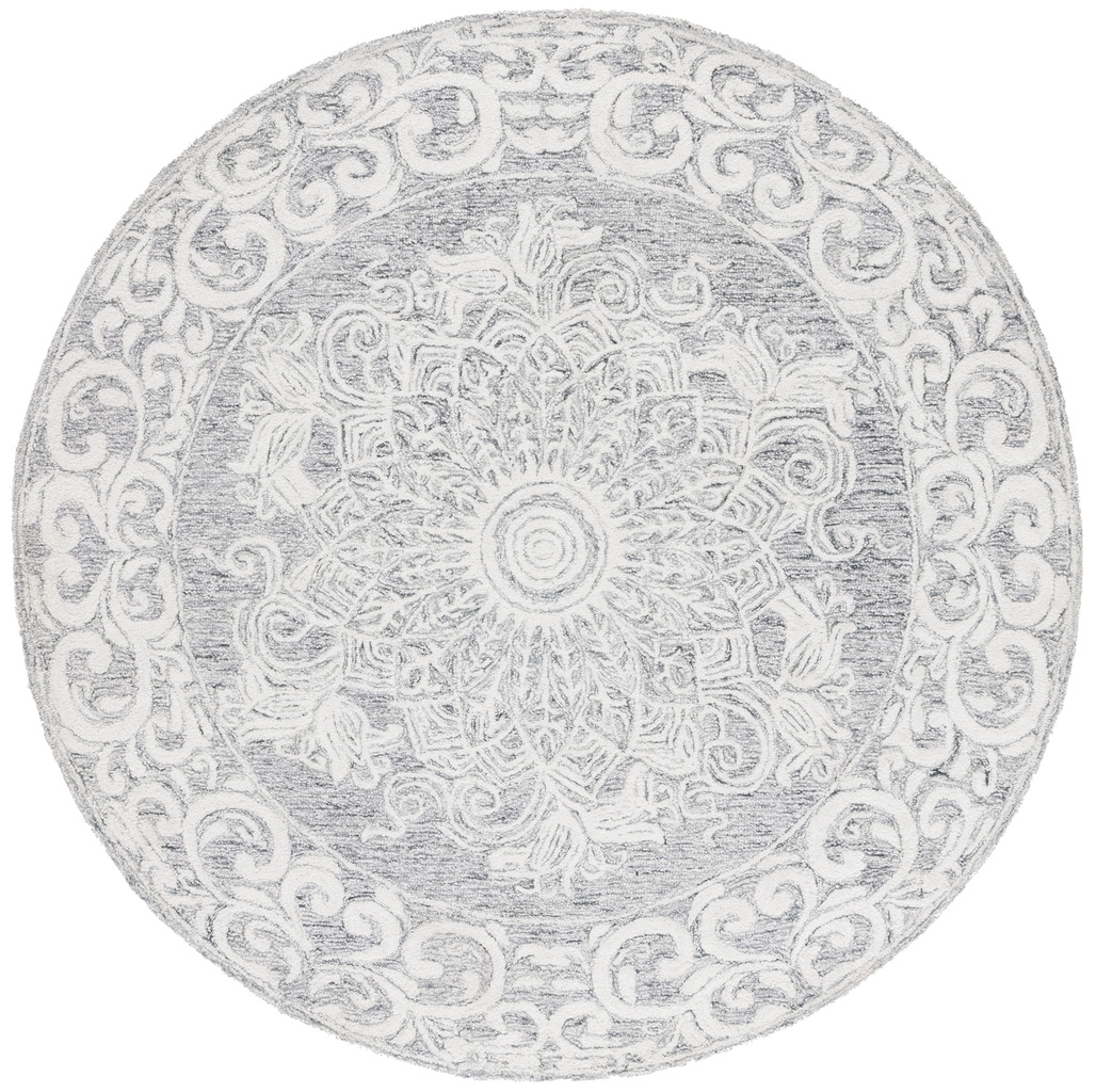 Abstract 6' x 6' Round Area Rug In Ivory and Light Grey by Safavieh ...