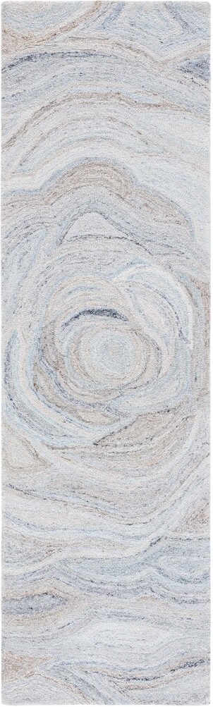 Abstract Hand Tufted Beige and Blue 2'-3" x 8' Runner Rugs ABT148M-28 ...