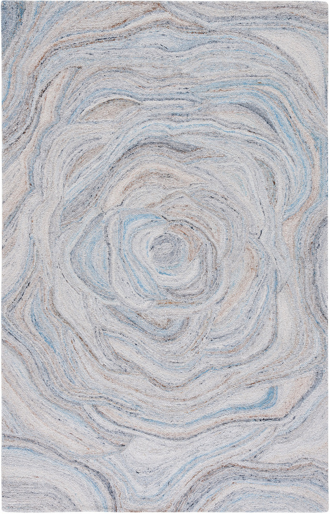 Abstract Hand Tufted Beige and Blue 3' x 5' Small Rectangle Rugs by ...
