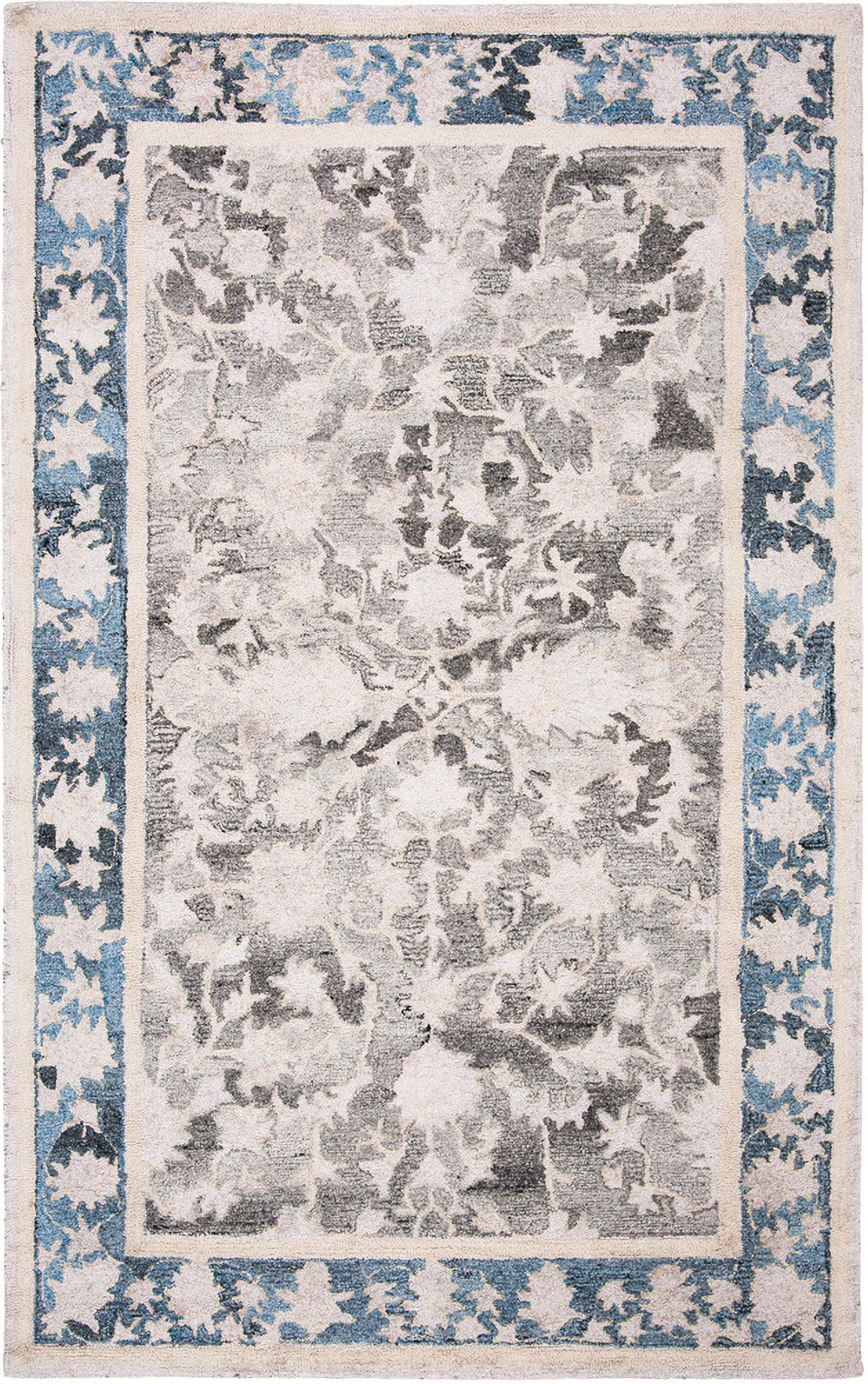 Abstract Hand Tufted Beige and Blue 4' x 6' Small Rectangle Rugs by ...