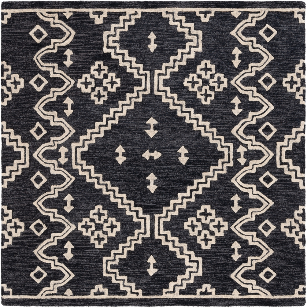 Abstract Hand Tufted Black and Ivory 6' x 6' Square Rugs ABT852Z-6SQ by ...