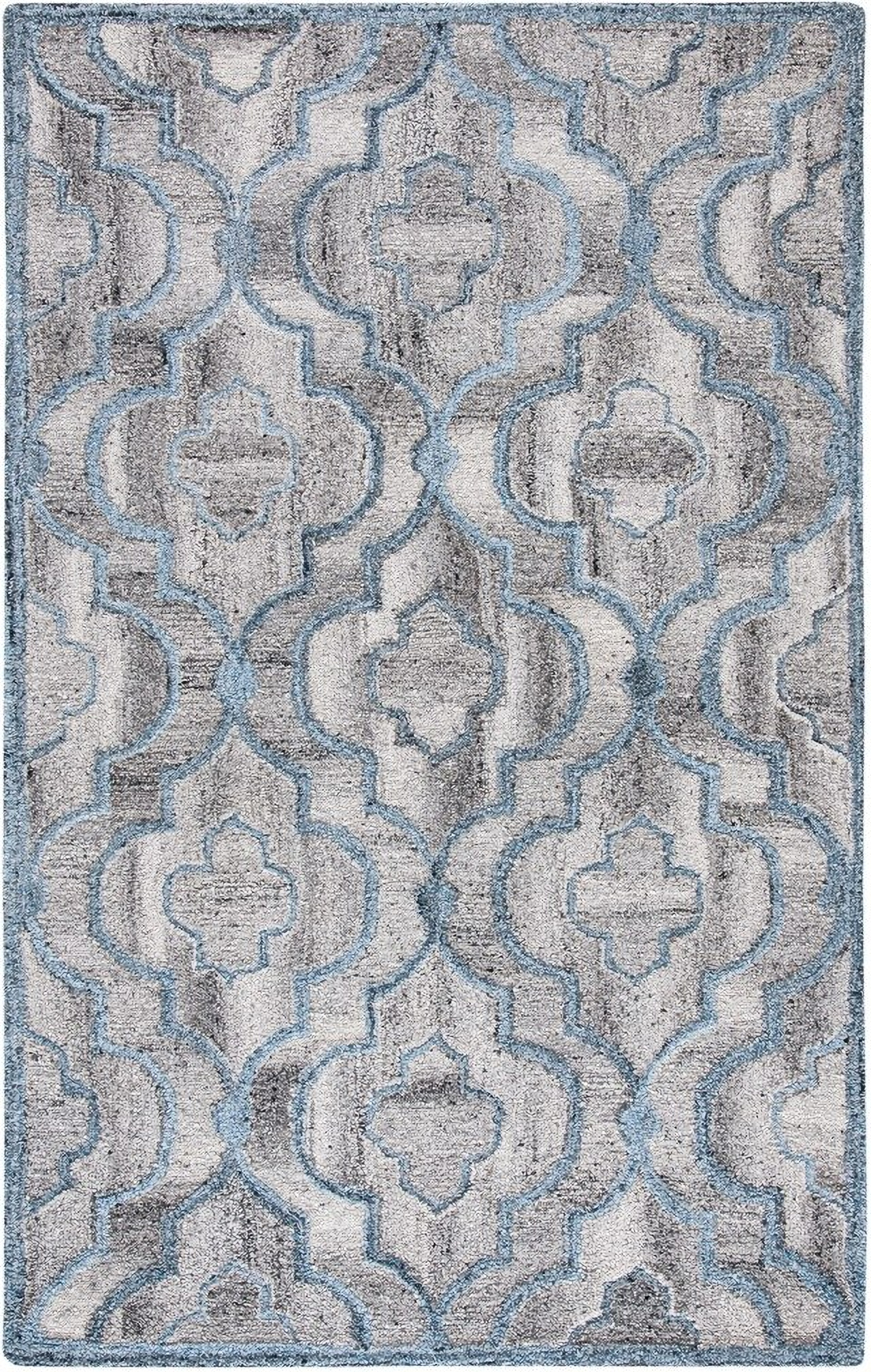 Abstract Hand Tufted Blue and Brown 4' x 6' Small Rectangle Rugs by ...