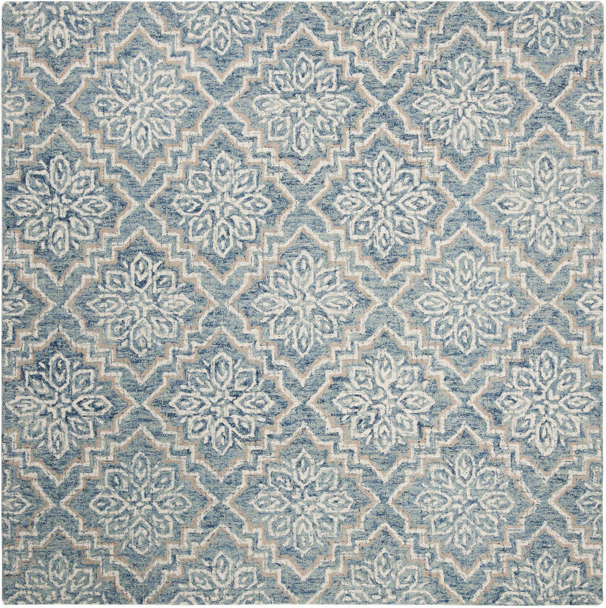 Abstract Hand Tufted Blue and Grey 8' x 8' Square Rugs by Safavieh ...