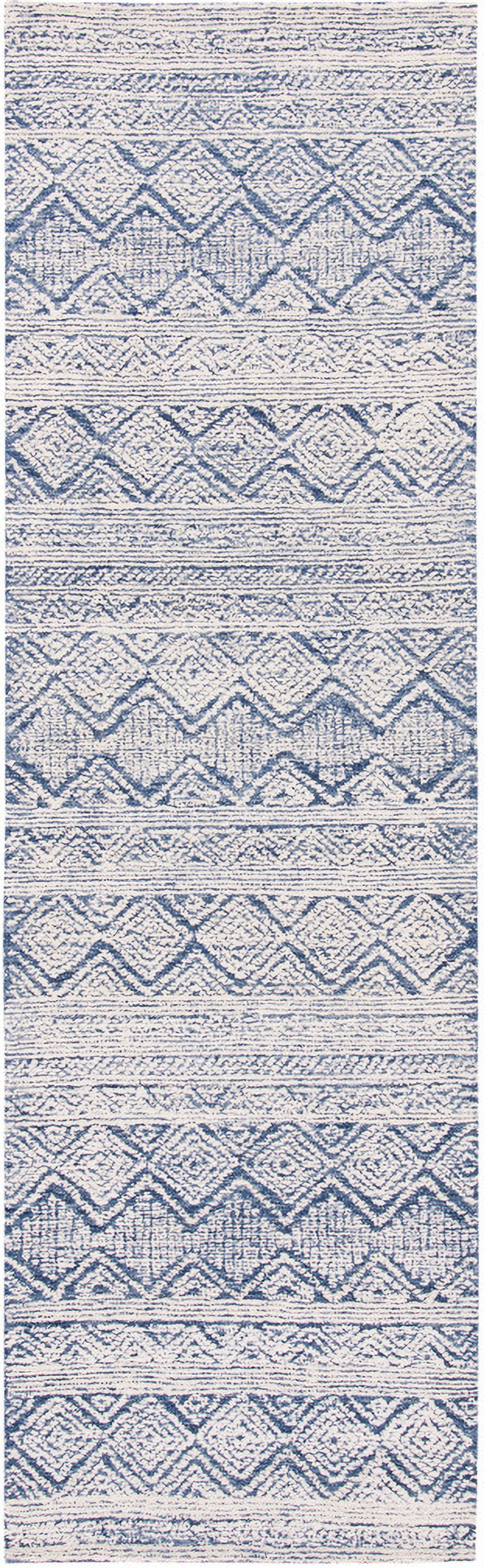 Abstract Hand Tufted Blue and Ivory 2'-3" x 8' Runner Rugs ABT343N-28 ...