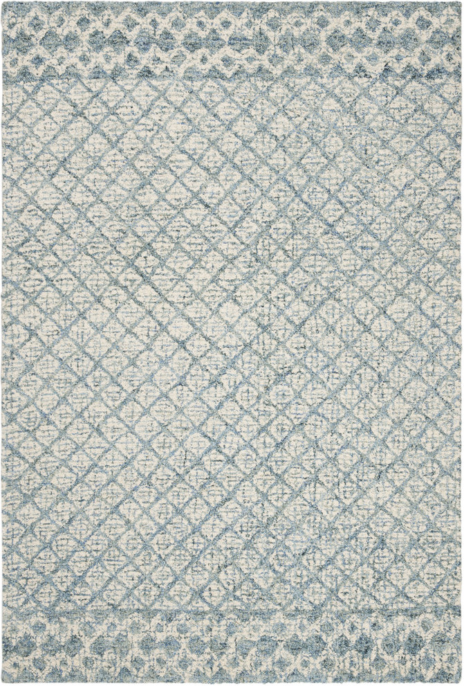 Abstract Hand Tufted Blue and Ivory 2' x 3' Accent Rugs ABT203A-2 by ...