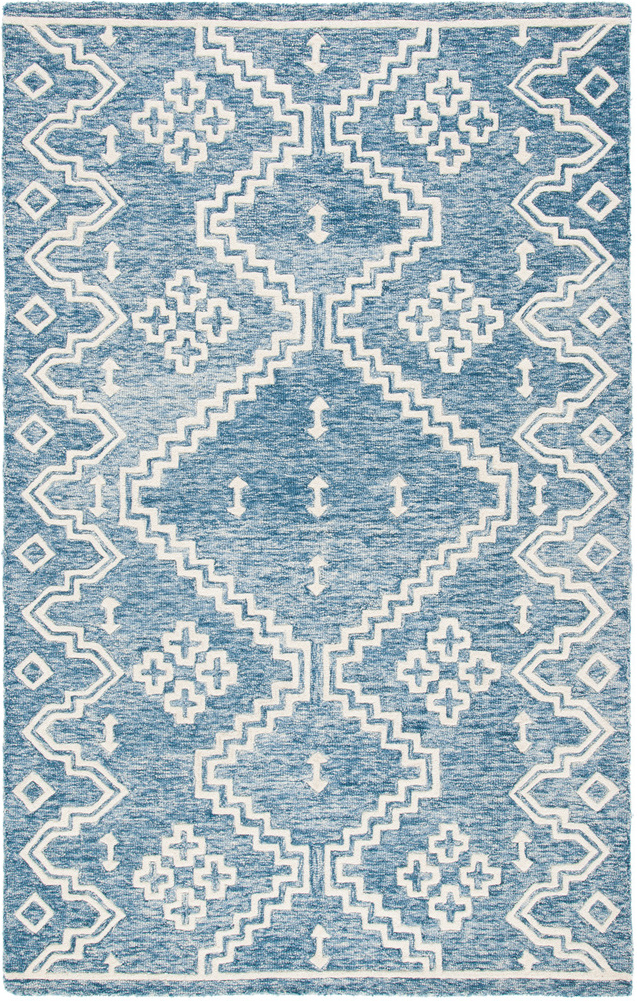 Abstract Hand Tufted Blue and Ivory 3' x 5' Small Rectangle Rugs ...