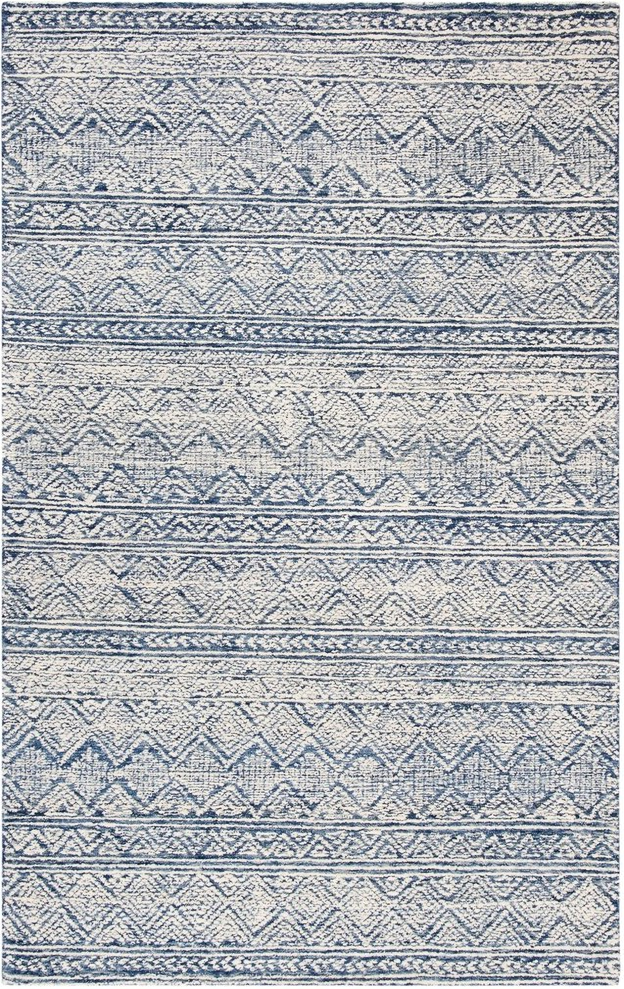 Abstract Hand Tufted Blue and Ivory 4' x 6' Small Rectangle Rugs ...