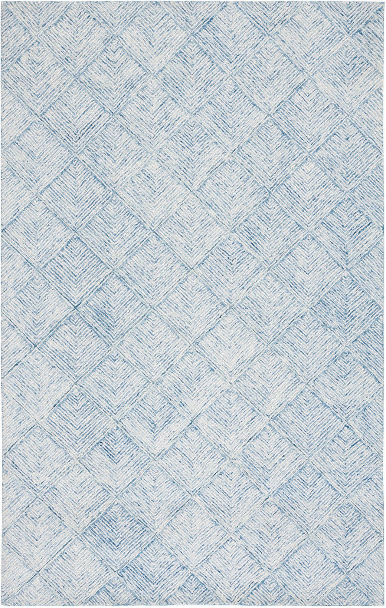Abstract Hand Tufted Blue and Ivory 4' x 6' Small Rectangle Rugs ...