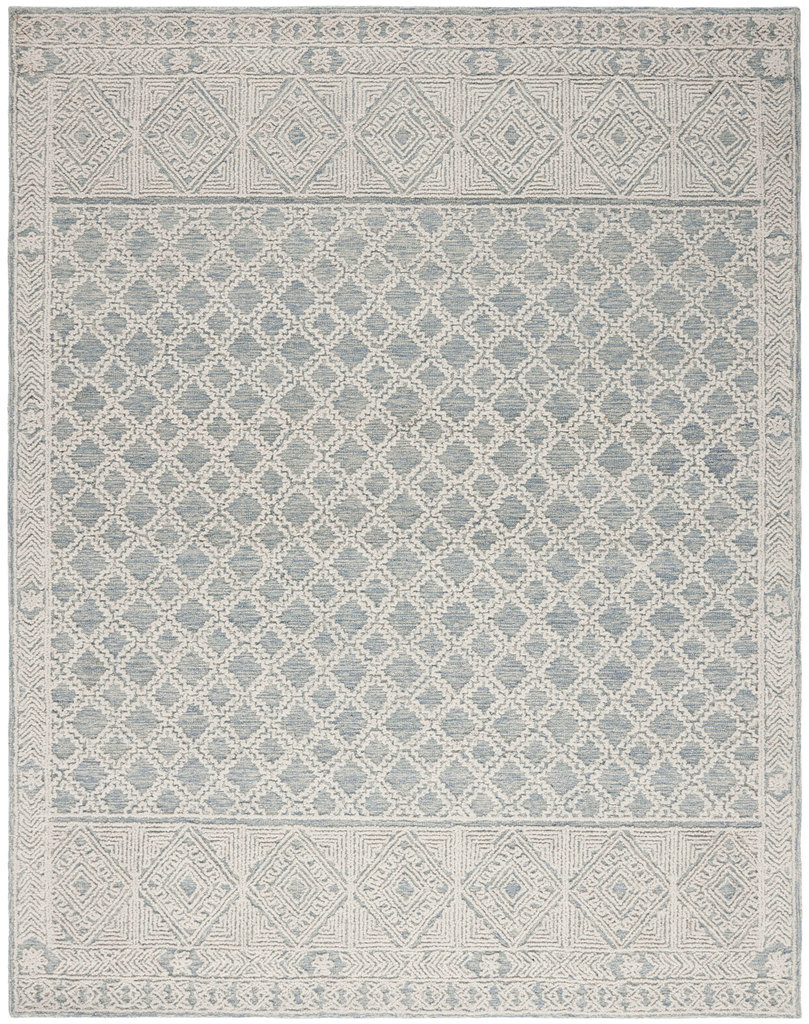 Abstract Hand Tufted Blue and Ivory 8' x 10' Medium Rectangle Rugs ...