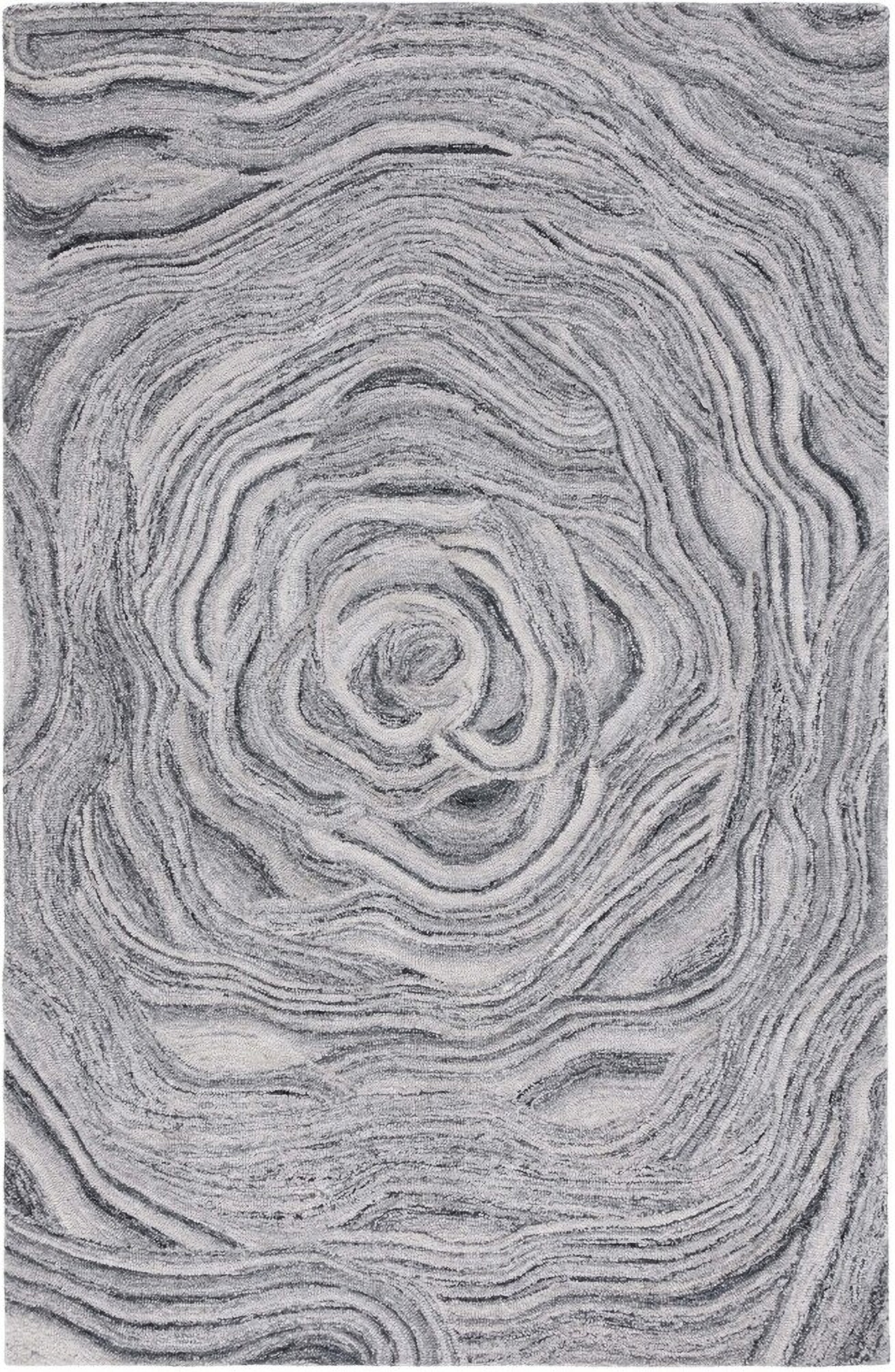 Abstract Hand Tufted Dark Grey and Black 6' x 9' Medium Rectangle Rugs ...