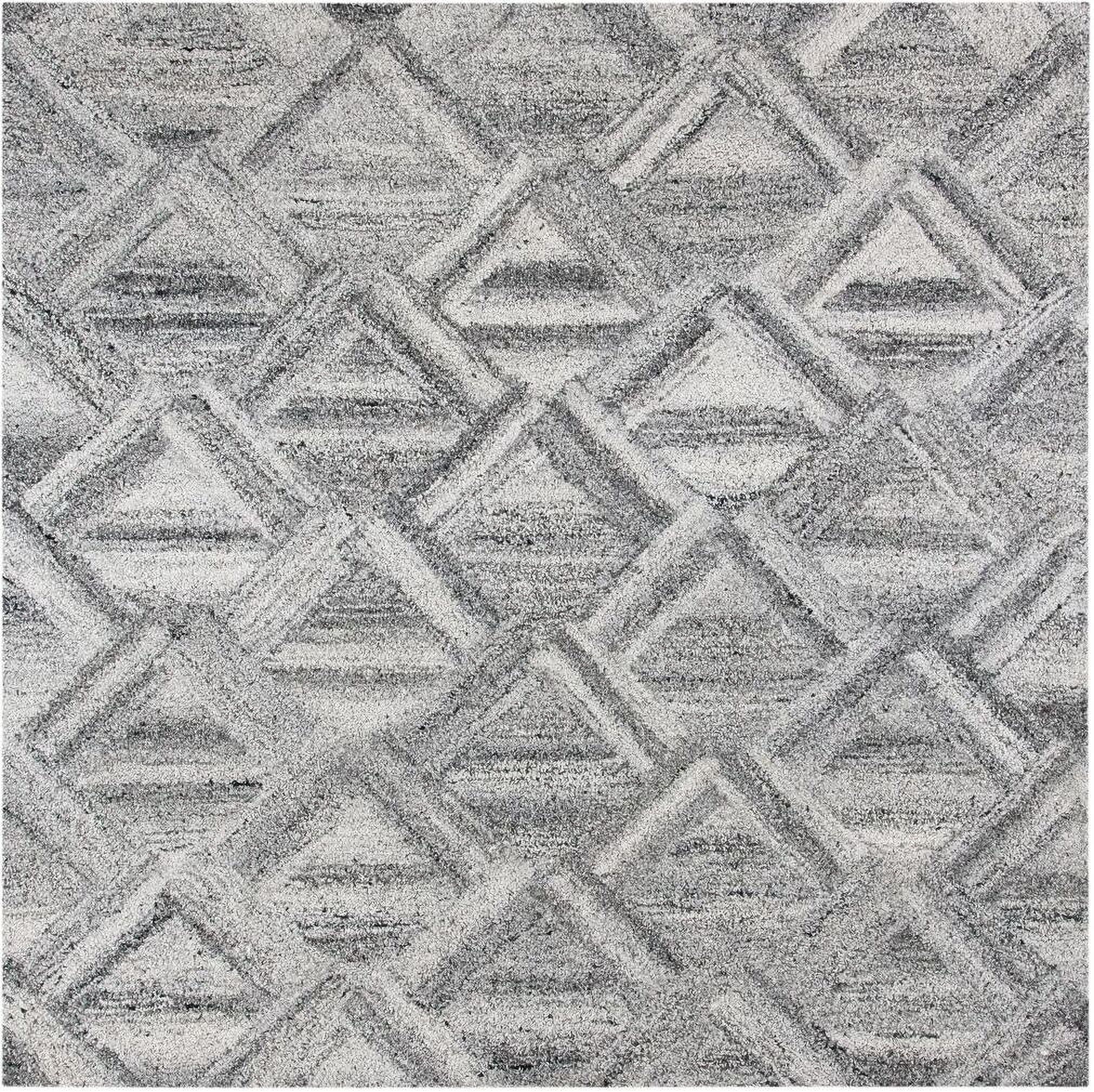 Abstract Hand Tufted Grey and Black 6' x 6' Square Rugs ABT607F-6SQ by ...