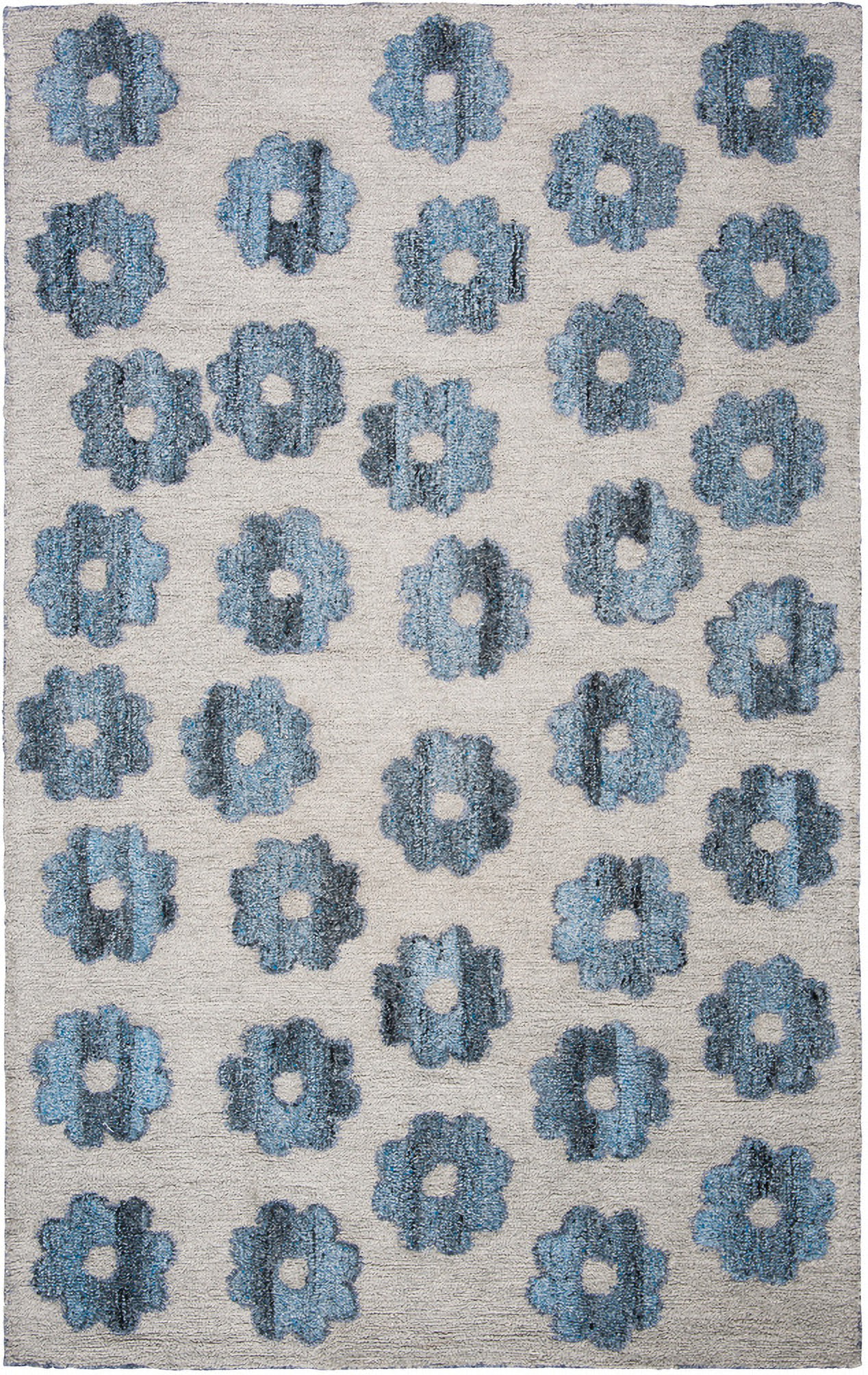 Abstract Hand Tufted Grey and Blue 5' x 8' Medium Rectangle Rugs by ...