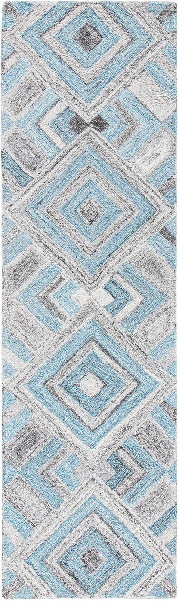 Abstract Hand Tufted Grey and Turquoise 2'-3" x 8' Runner Rugs by ...