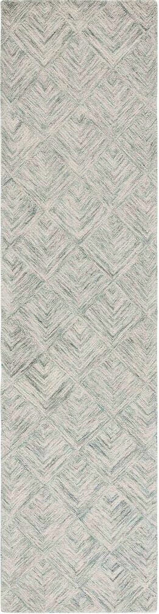 Abstract Hand Tufted Grey and Turquoise 2'-3" x 9' Runner Rugs by ...