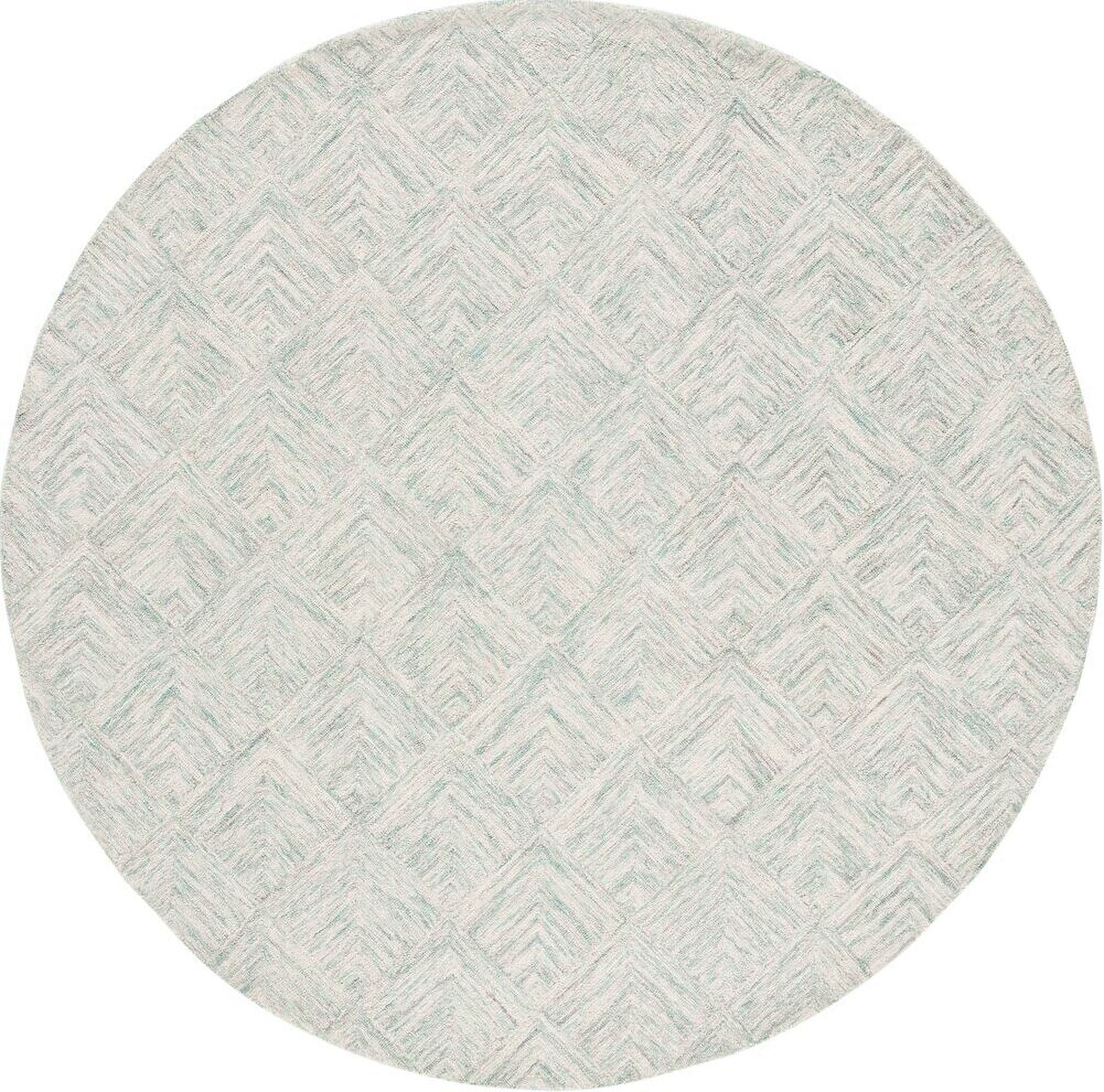 Abstract Hand Tufted Grey and Turquoise 6' x 6' Round Rugs ABT428F-6R ...
