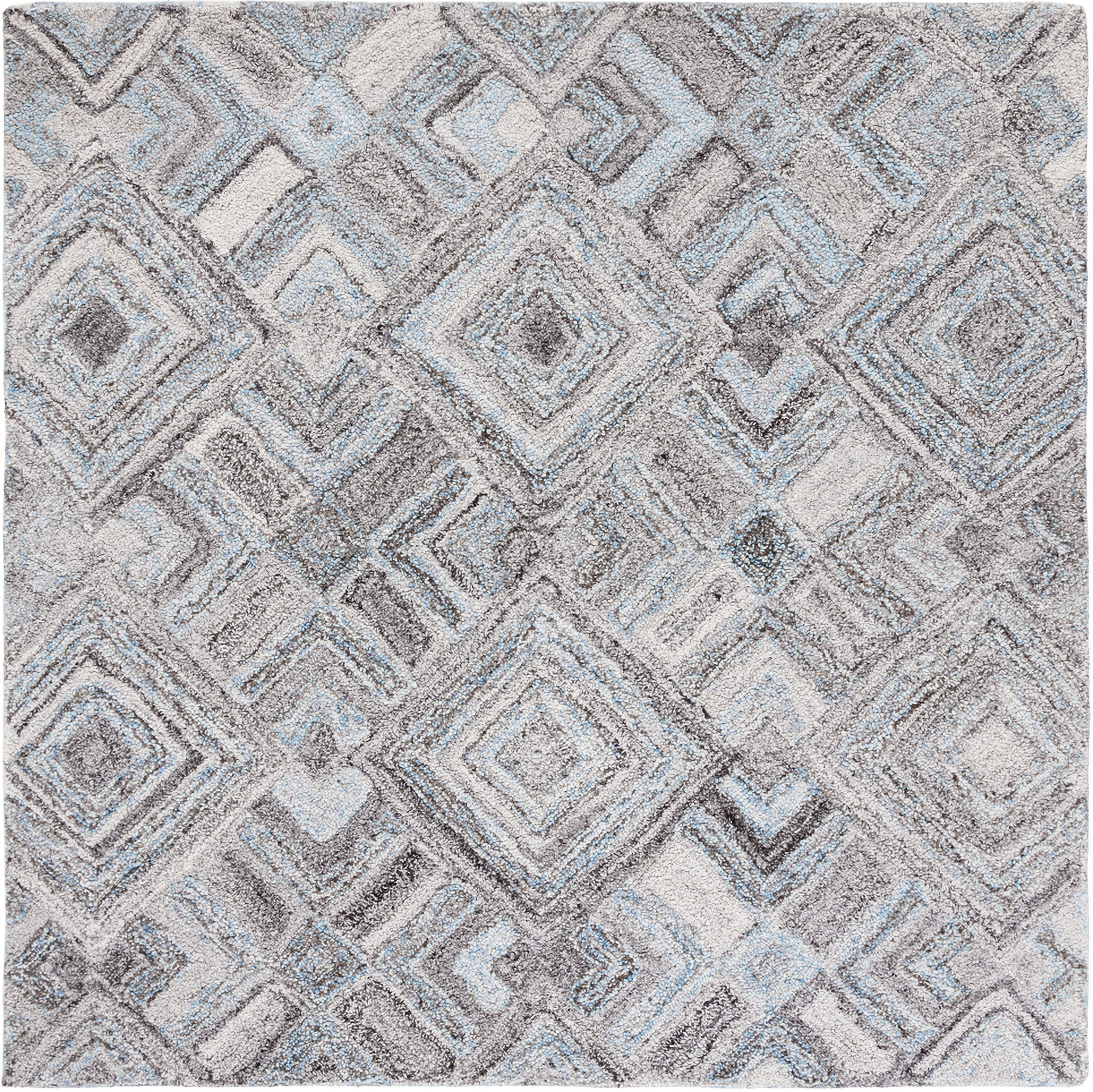 Abstract Hand Tufted Grey and Turquoise 6' x 6' Square Rugs by Safavieh ...