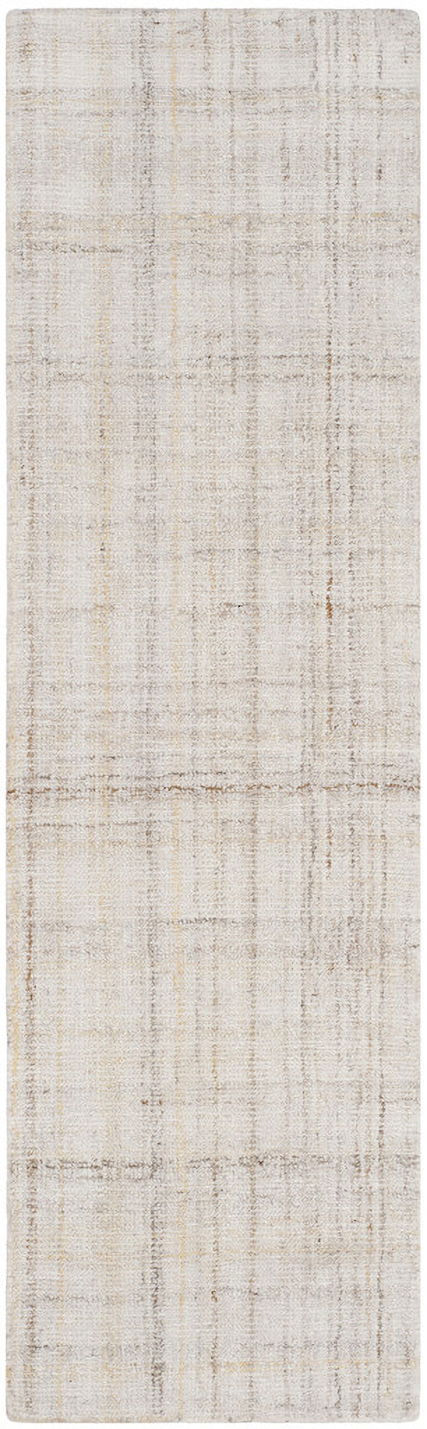 Abstract Hand Tufted Ivory And Beige 2 3 X 18 Runner Rugs ABT141D