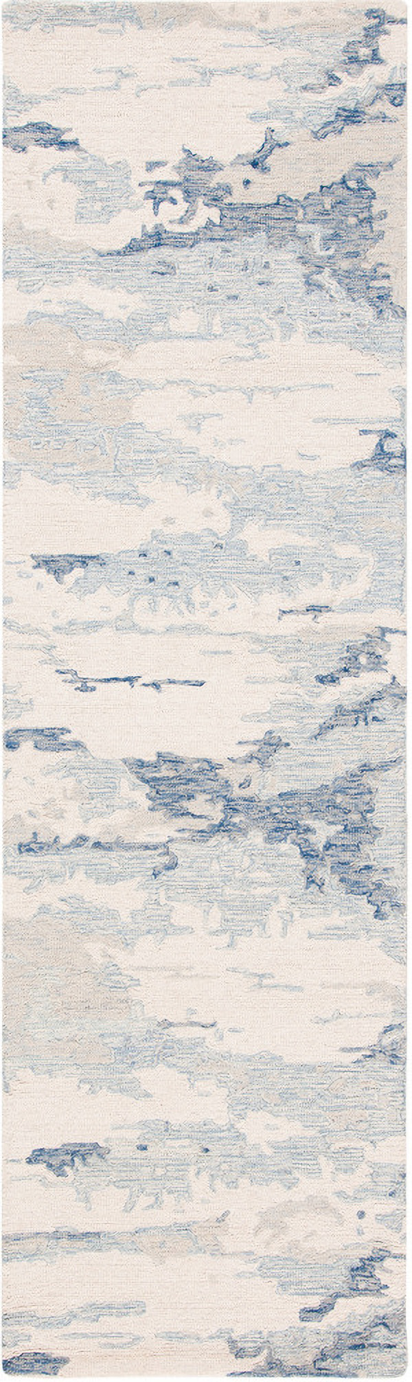 Abstract Hand Tufted Ivory And Blue 2 3 X 18 Runner Rugs ABT465A 218