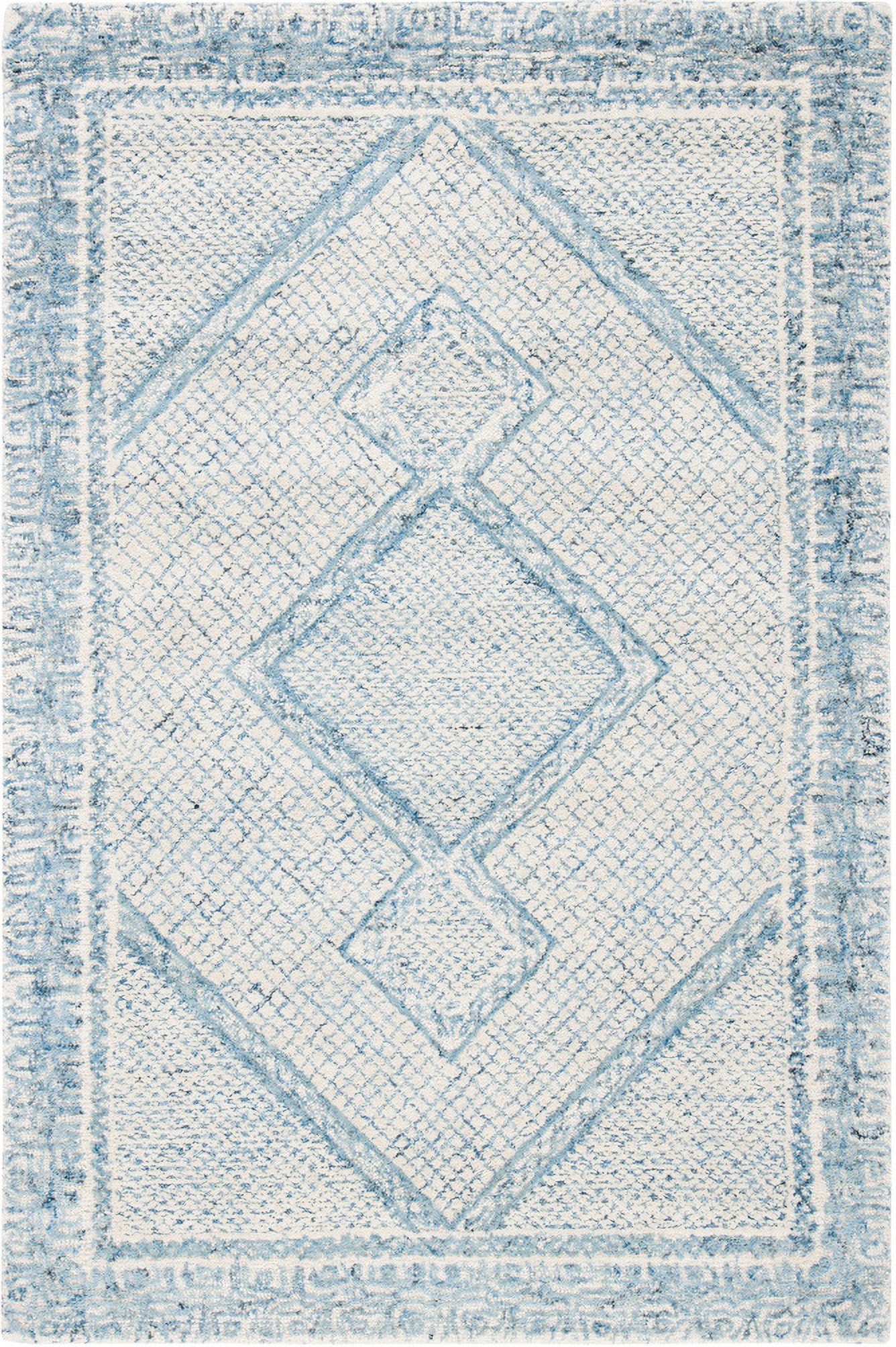 Abstract Hand Tufted Ivory and Blue 3' x 5' Small Rectangle Rugs ...
