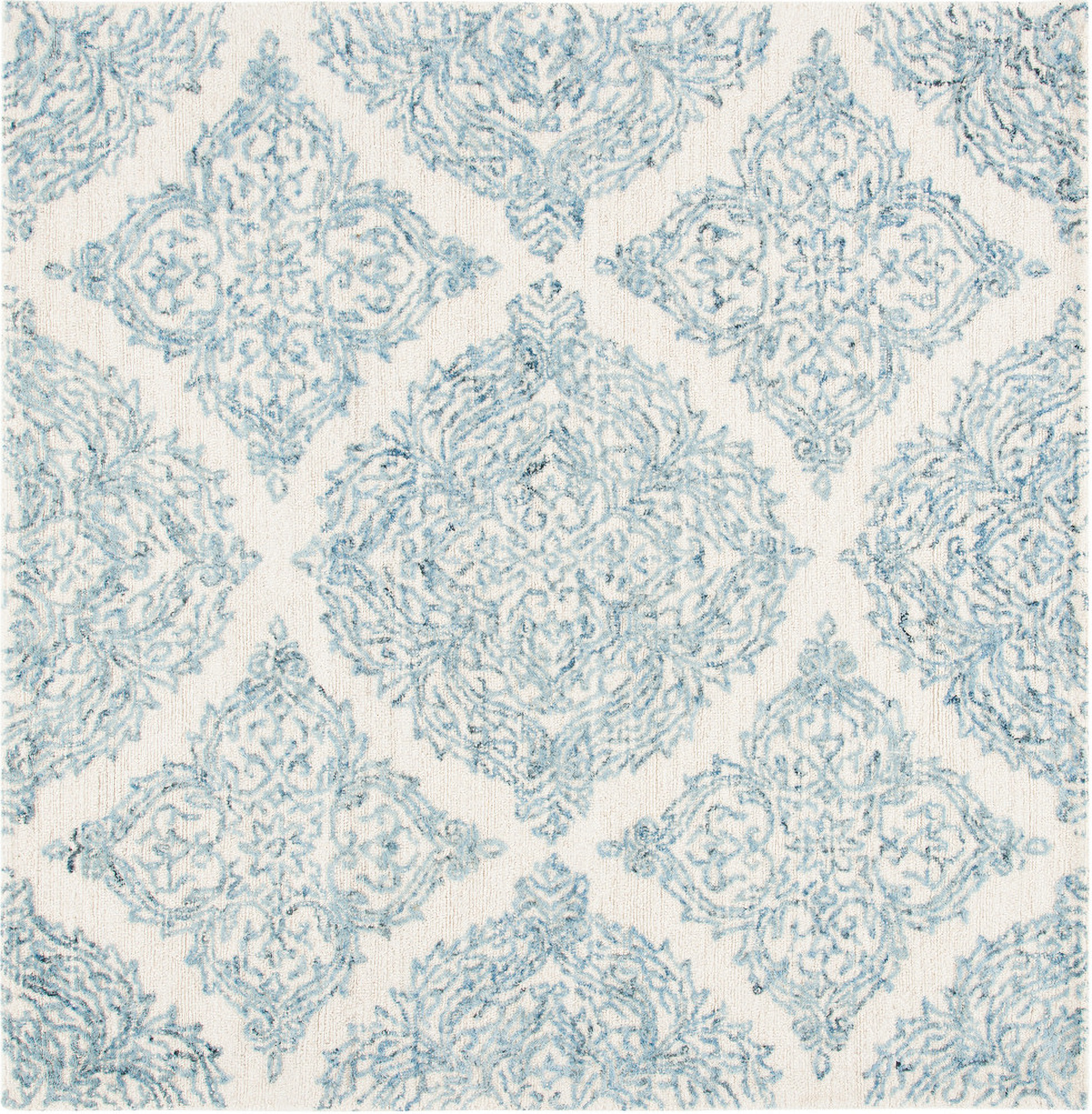 Abstract Hand Tufted Ivory and Blue 4' x 4' Square Rugs ABT346M-4SQ by ...