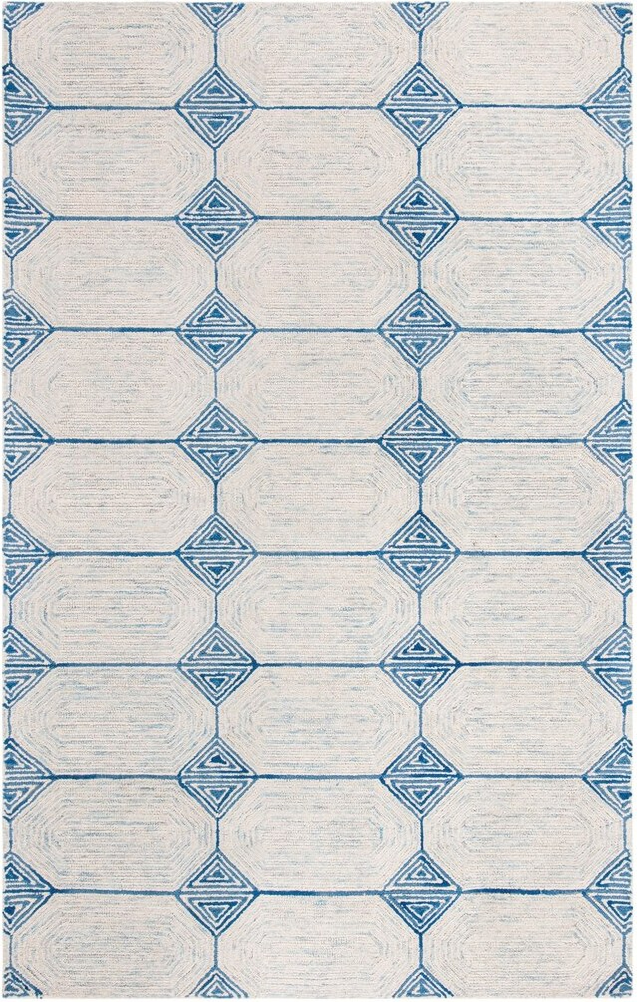 Abstract Hand Tufted Ivory and Blue 4' x 6' Small Rectangle Rugs by ...