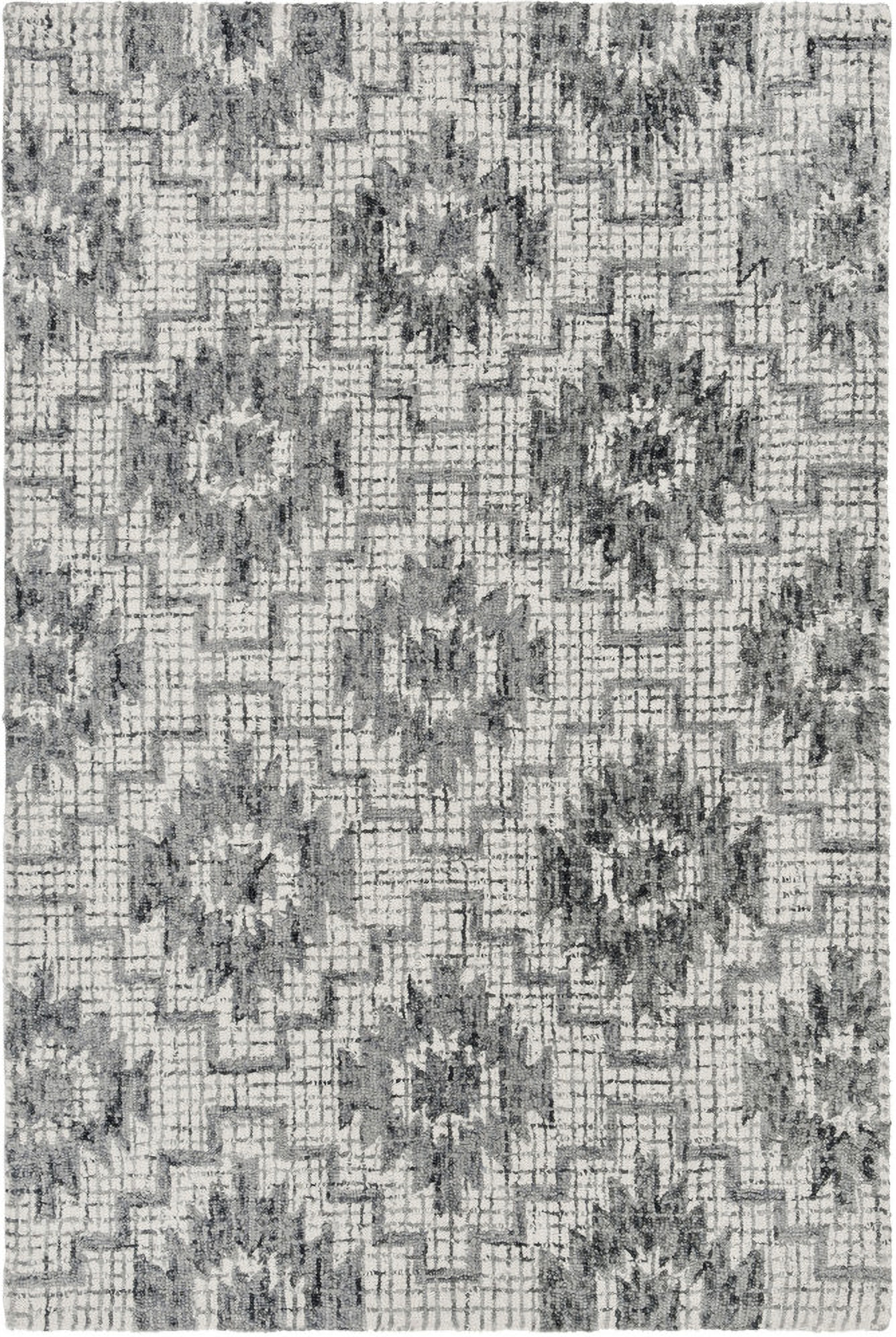 Abstract Hand Tufted Ivory and Dark Grey 4' x 6' Small Rectangle Rugs ...