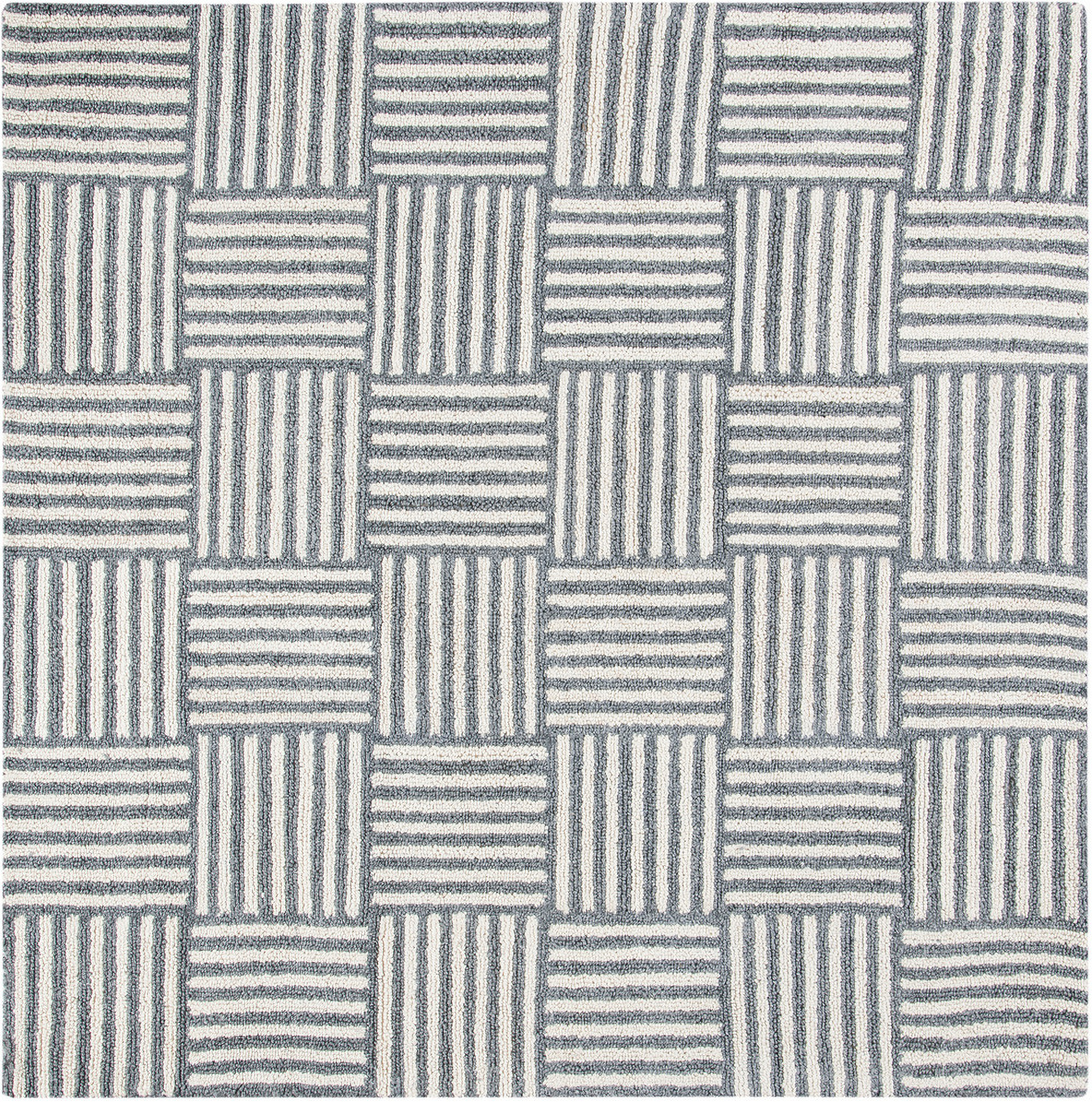 Abstract Hand Tufted Ivory and Dark Grey 6' x 6' Square Rugs by ...