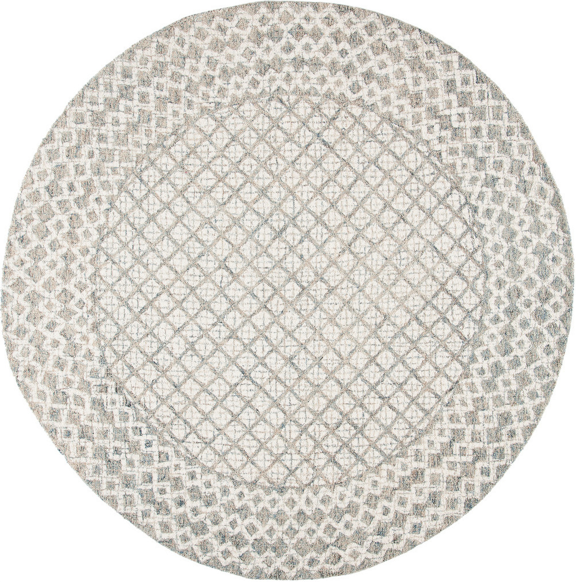Abstract Hand Tufted Ivory and Grey 4' x 4' Round Rugs ABT203F-4R by ...