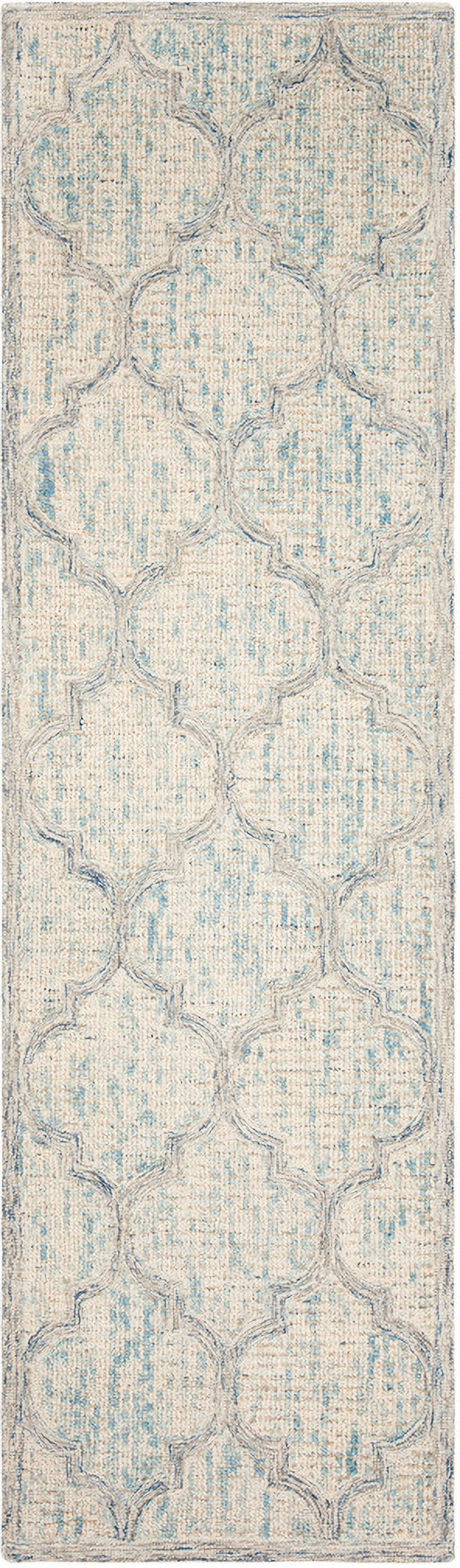 Abstract Hand Tufted Ivory and Light Blue 2'-3" x 10' Runner Rugs ...