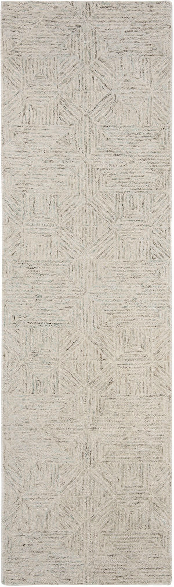 Abstract Hand Tufted Ivory and Light Blue 2'-3" x 10' Runner Rugs by ...