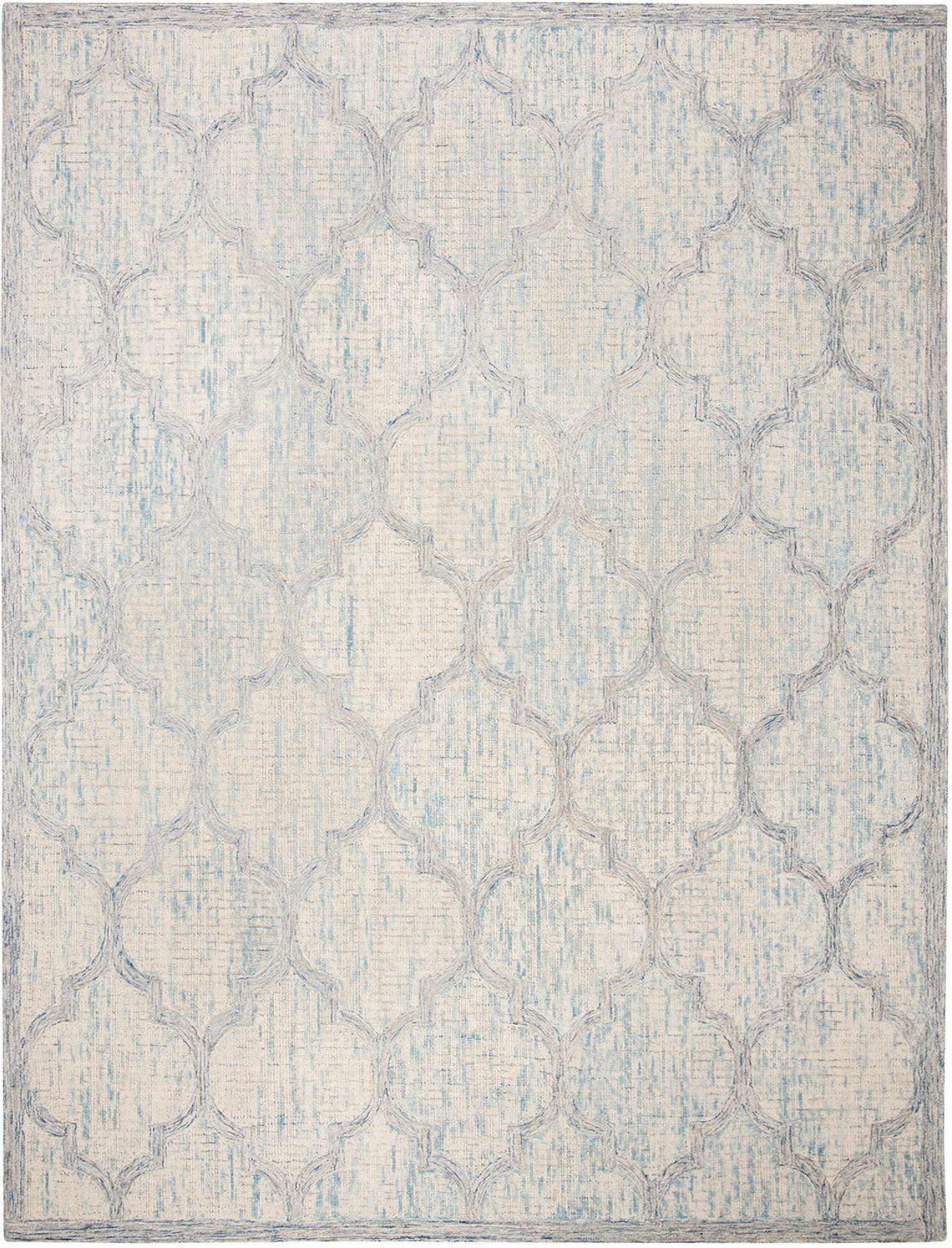 Abstract Hand Tufted Ivory and Light Blue 6' x 9' Medium Rectangle Rugs ...