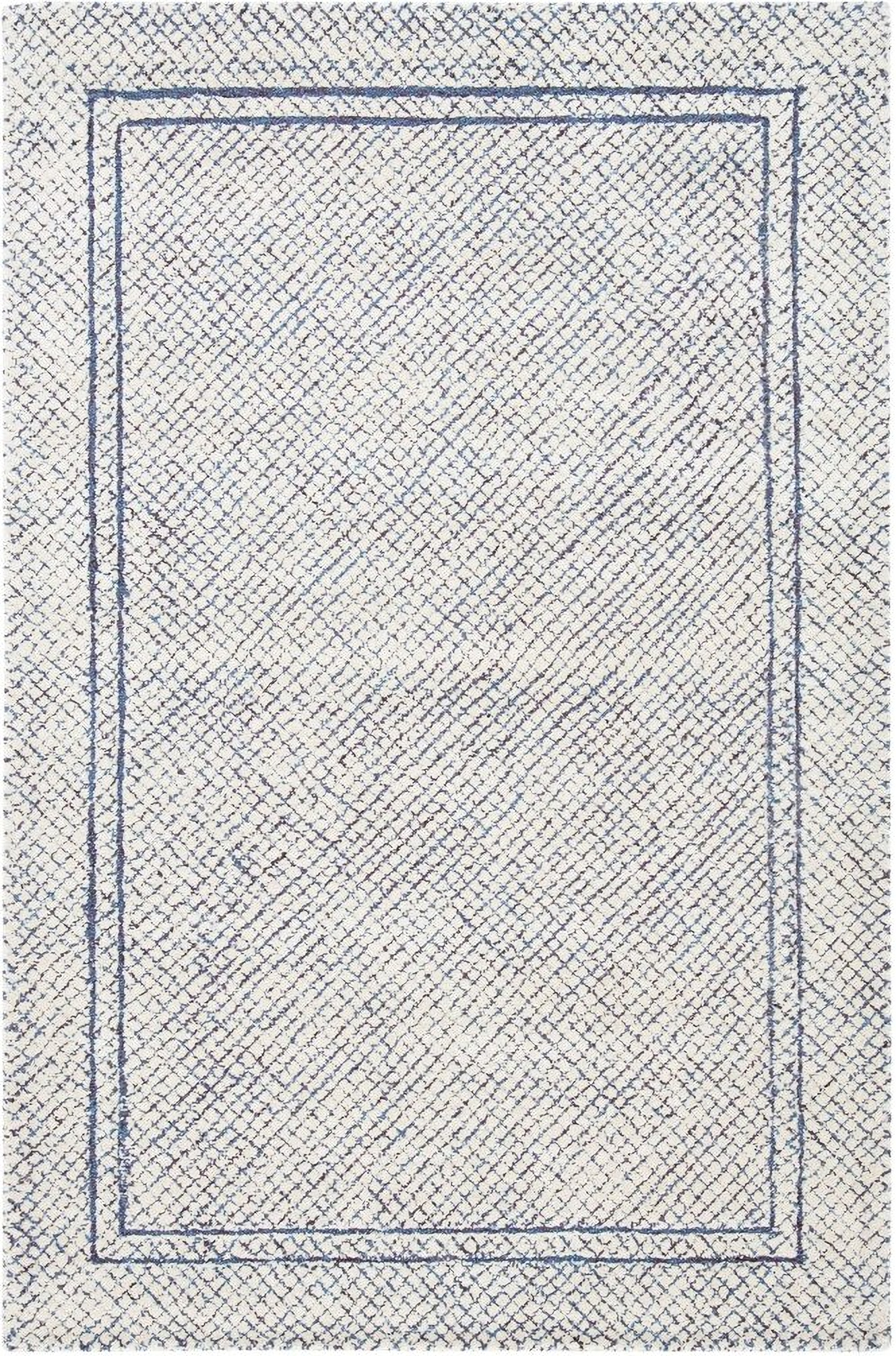 Abstract Hand Tufted Ivory and Navy 4' x 6' Small Rectangle Rugs ...