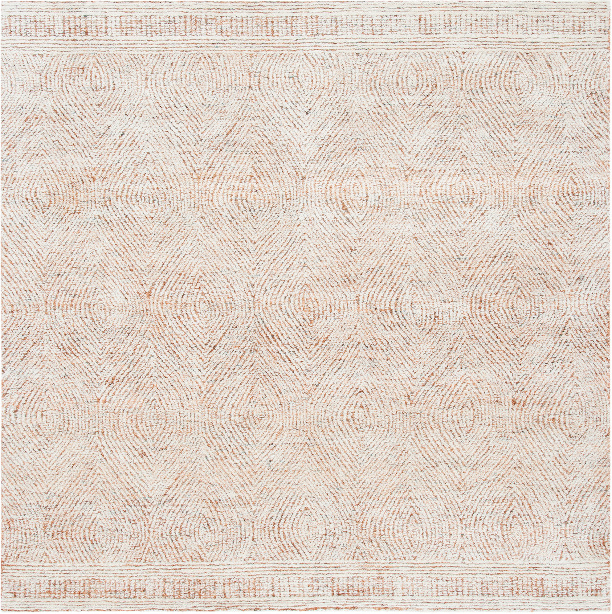 Abstract Hand Tufted Ivory and Rust 6' x 6' Square Rugs by Safavieh ...