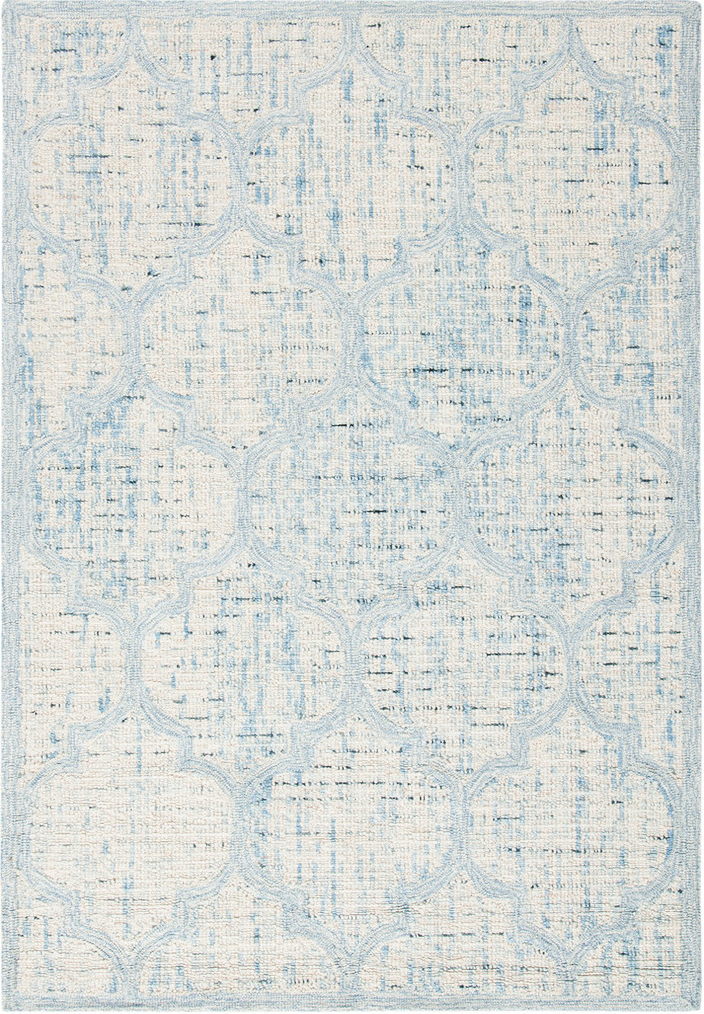 Abstract Hand Tufted Ivory and Turquoise 4' x 6' Small Rectangle Rugs ...