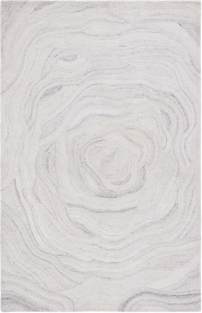 Abstract Hand Tufted Light Grey And Beige 6 X 9 Medium Rectangle Rugs