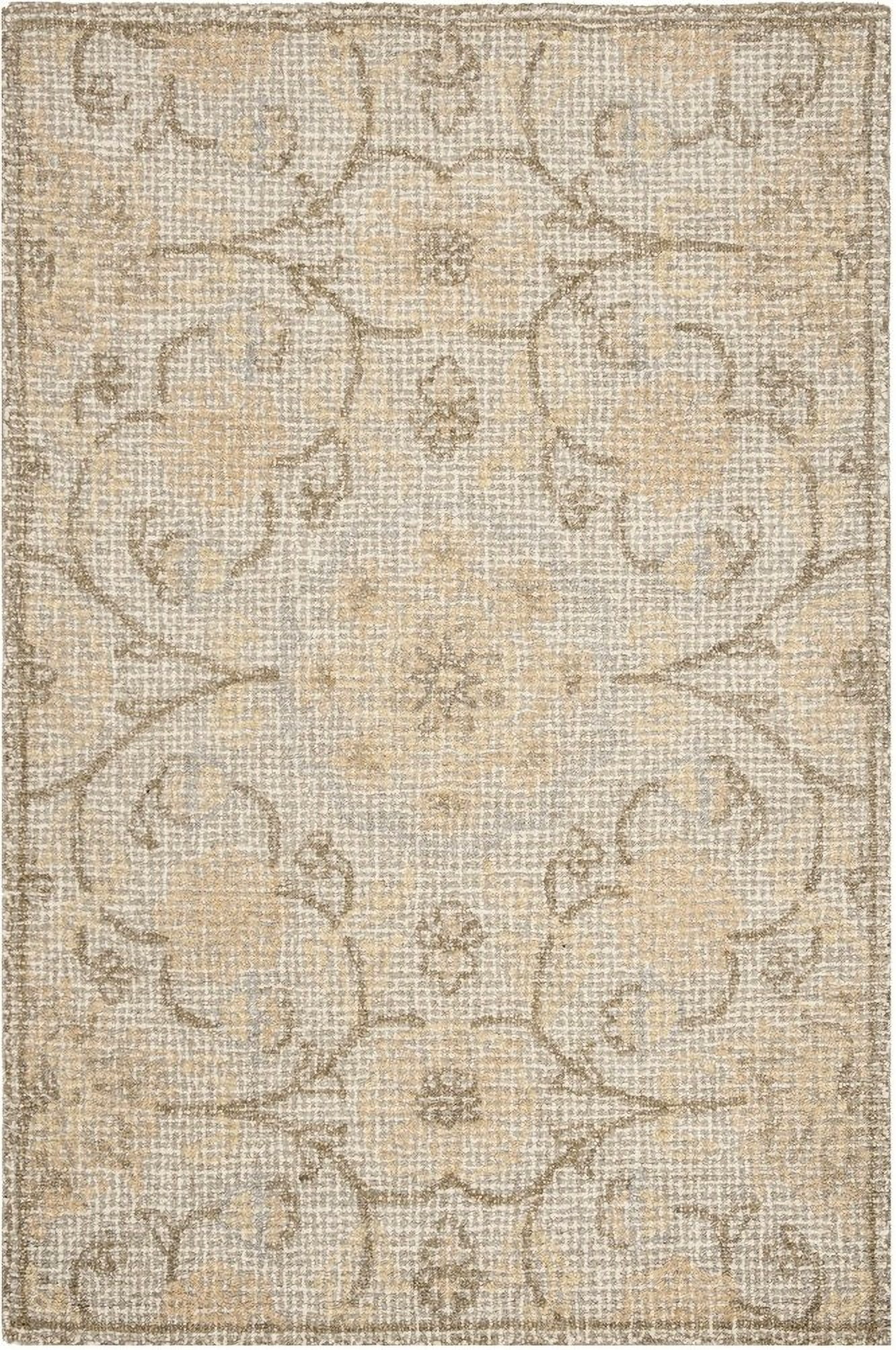 Abstract Hand Tufted Light Grey and Ivory 4' x 6' Small Rectangle Rugs ...